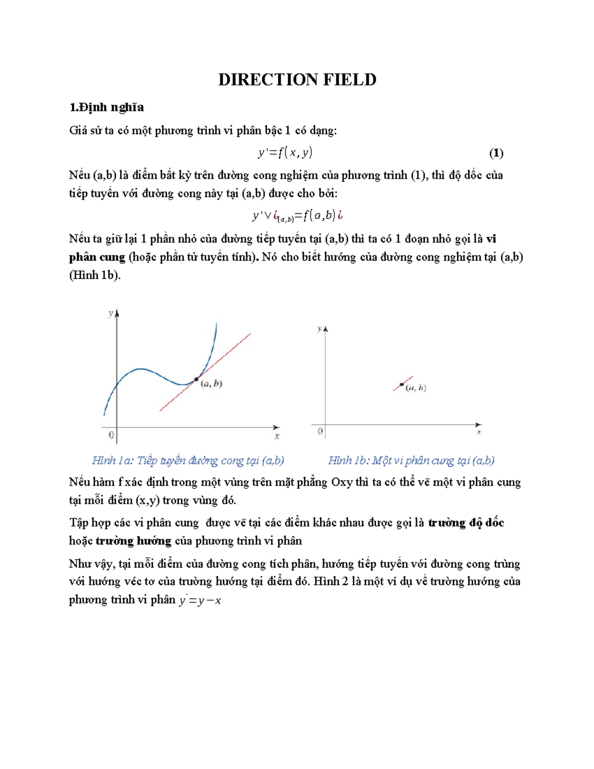 Direction Field - DIRECTION FIELD 1.Định nghĩa Giả sử ta có một phương ...