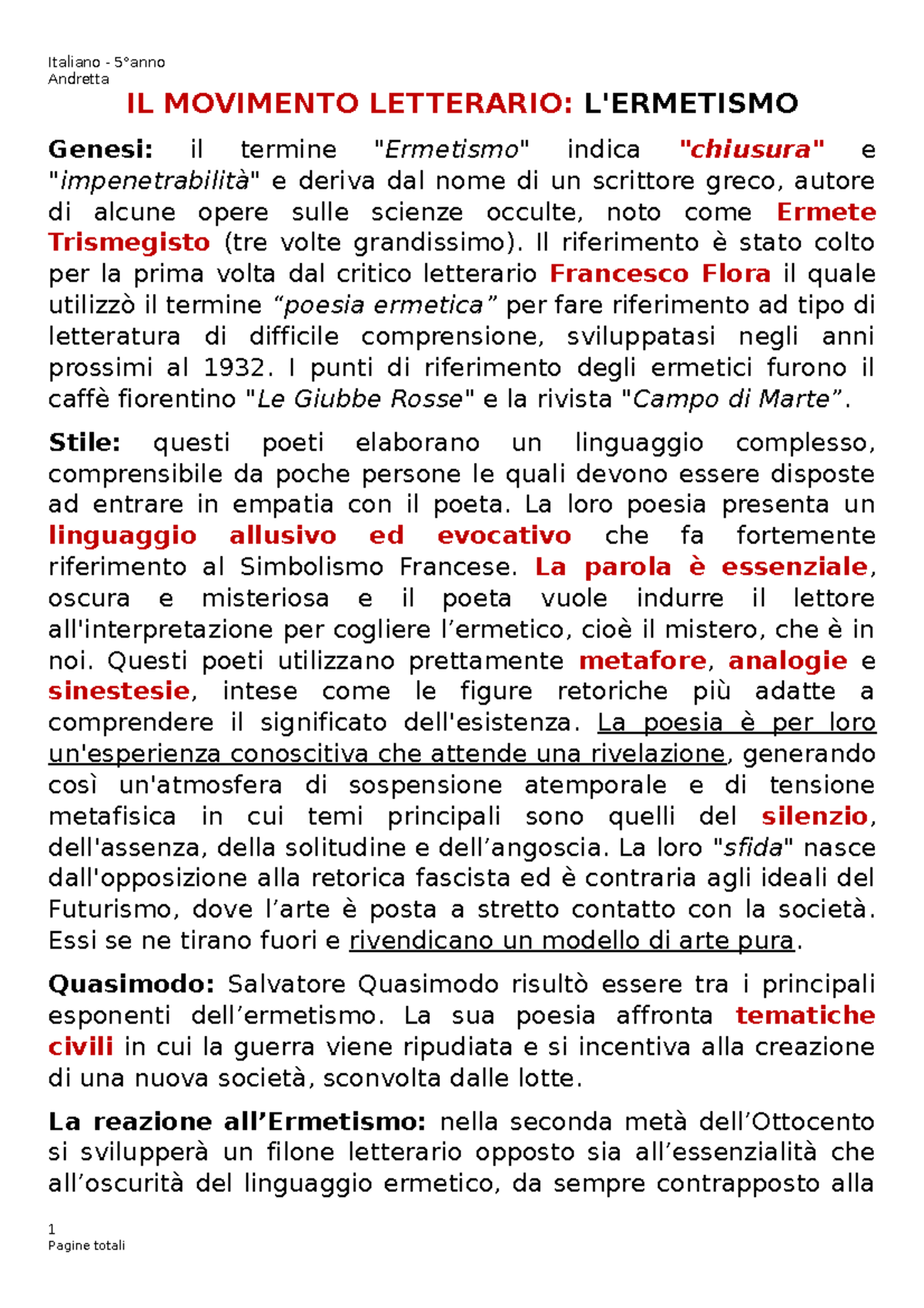 Ungaretti e Montale - Andretta IL MOVIMENTO LETTERARIO: L'ERMETISMO ...