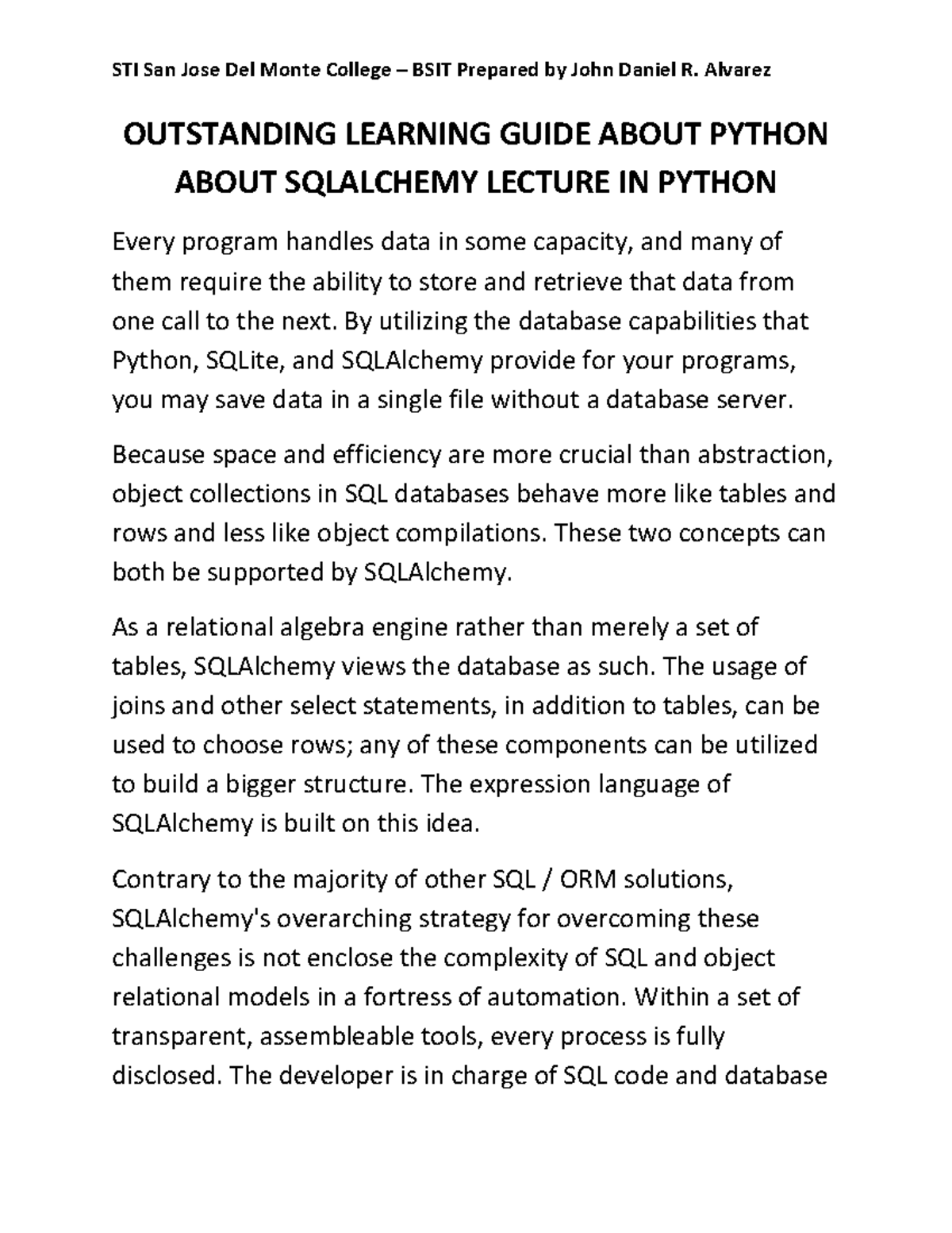 Outstanding Learning Guide About SQLAlchemy Lecture in Python - OUTSTANDING LEARNING GUIDE ABOUT ...