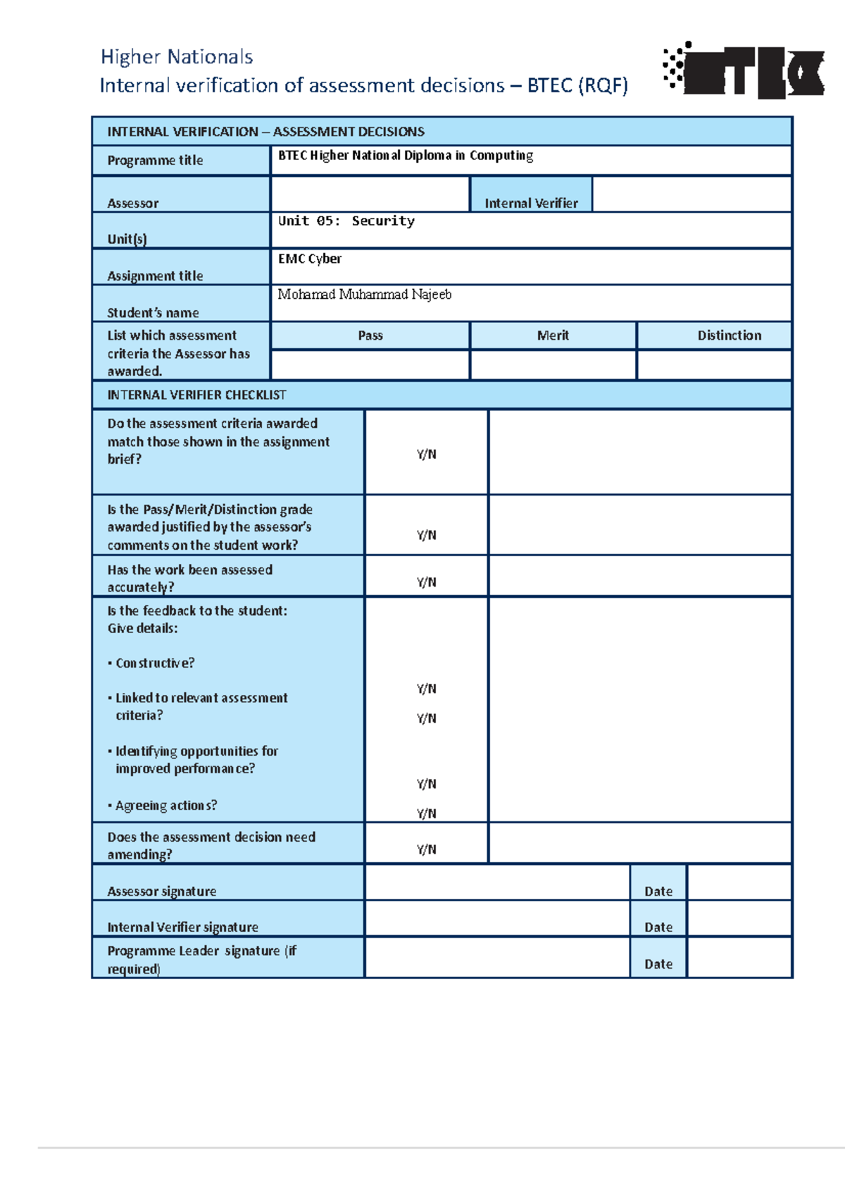 00094941 Security assignment 2022 OCT 20 - HND In Computing - Studocu