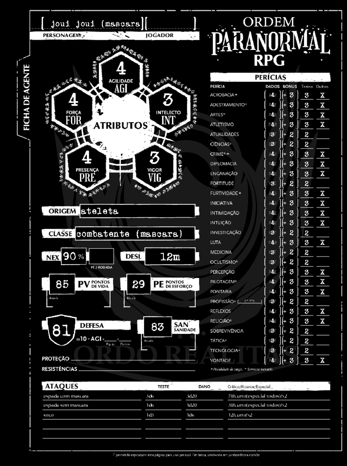 Ficha do joui jouki (mascara) 20 - joui joui (mascara) 4 4 3 4 3 3 X 4 ...