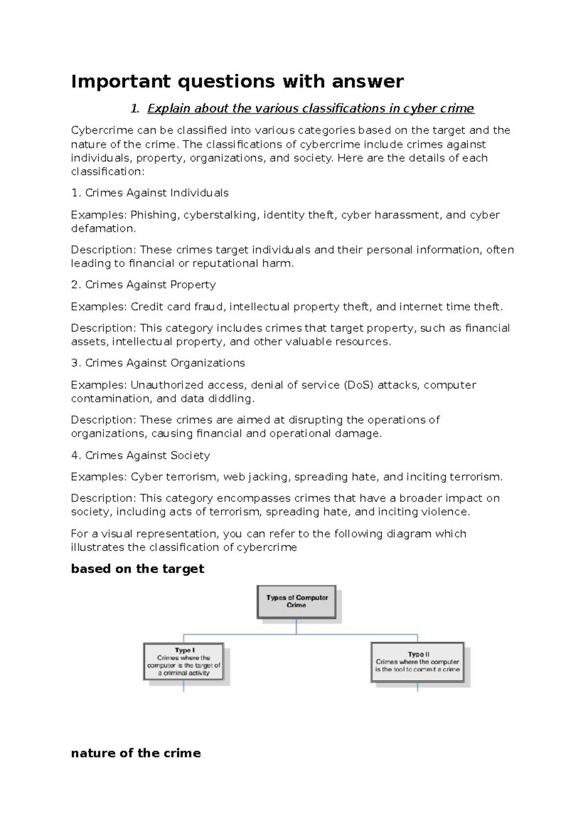 Cyber sequrity - Important questions with answer 1. Explain about the ...