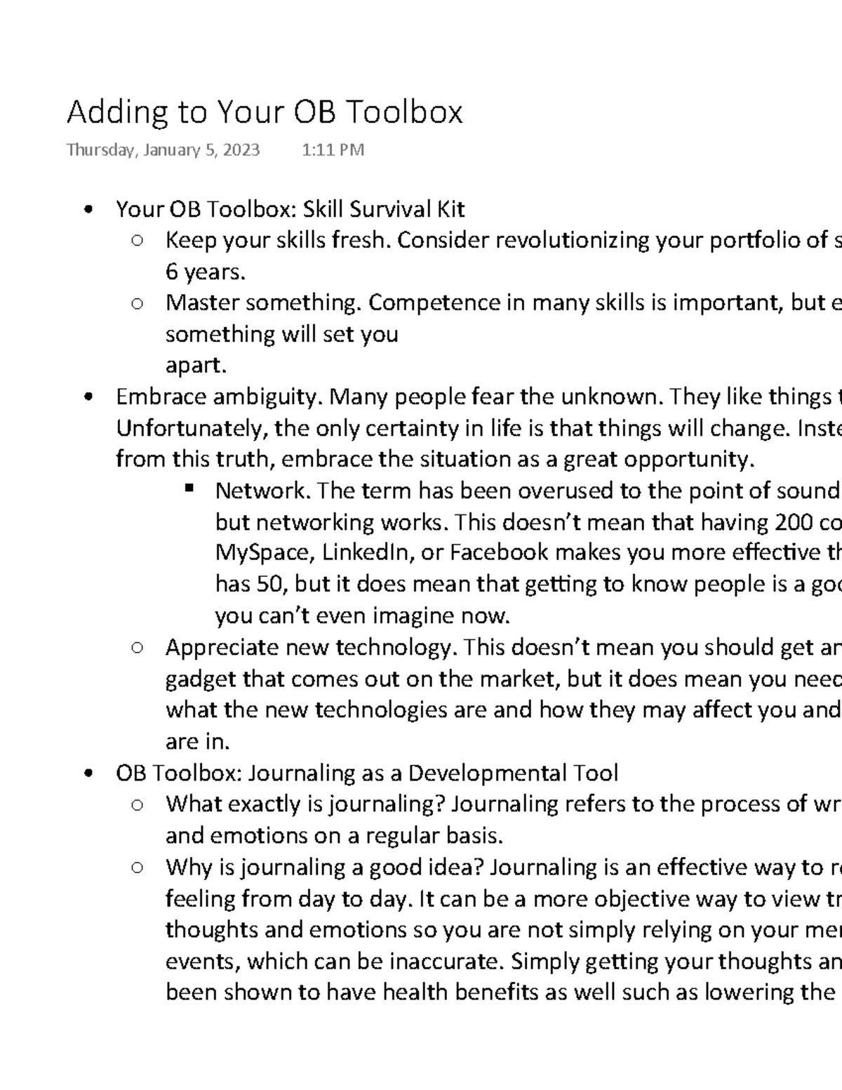 Adding to Your OB Toolbox - Your OB Toolbox: Skill Survival Kit Keep your skills fresh. Consider ...