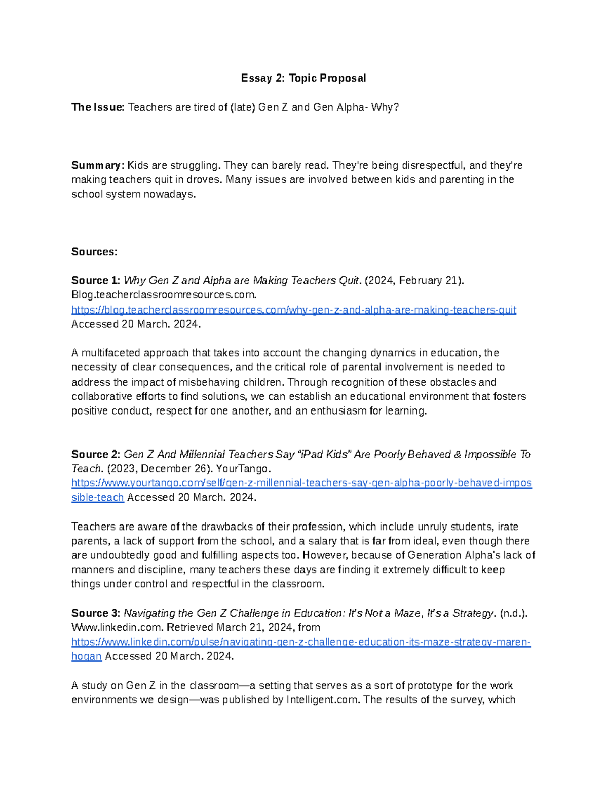 Essay 2 Topic Proposal - Google Docs - Essay 2: Topic Proposal The ...