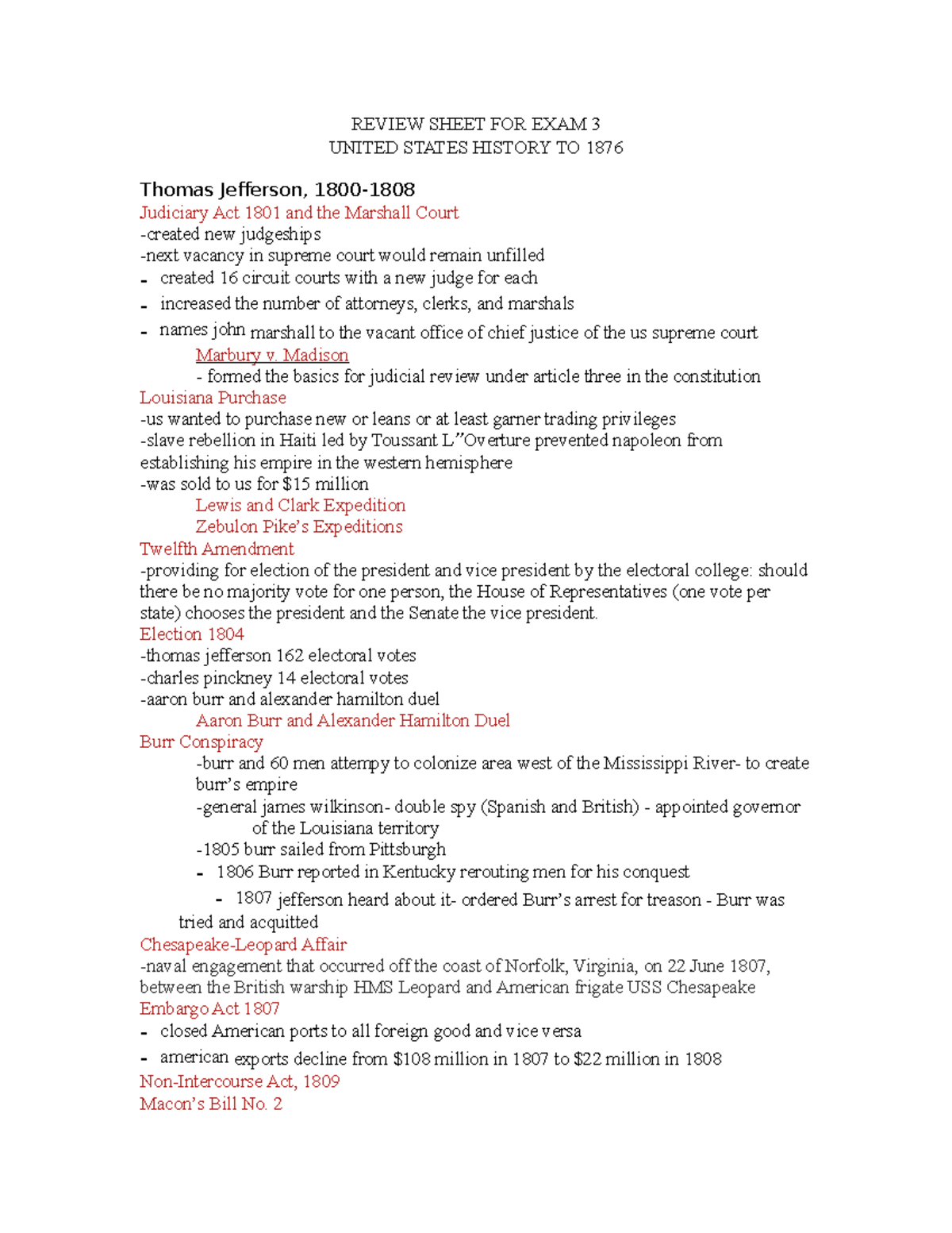 Review for Exam 3 HIST 2300 - REVIEW SHEET FOR EXAM 3 UNITED STATES ...