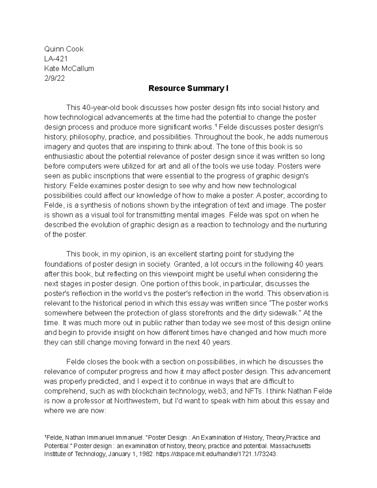 CPR Resource Summary 1: Identify Creative Sources - Quinn Cook LA- Kate ...