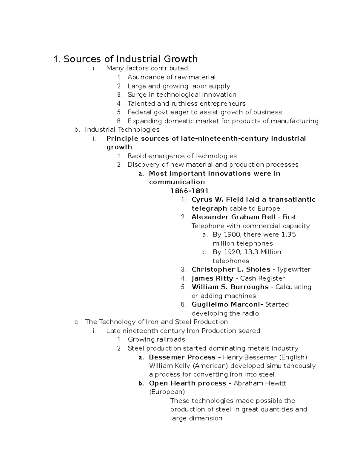 Sources of Industrial Growth and Technological Innovations - Studocu