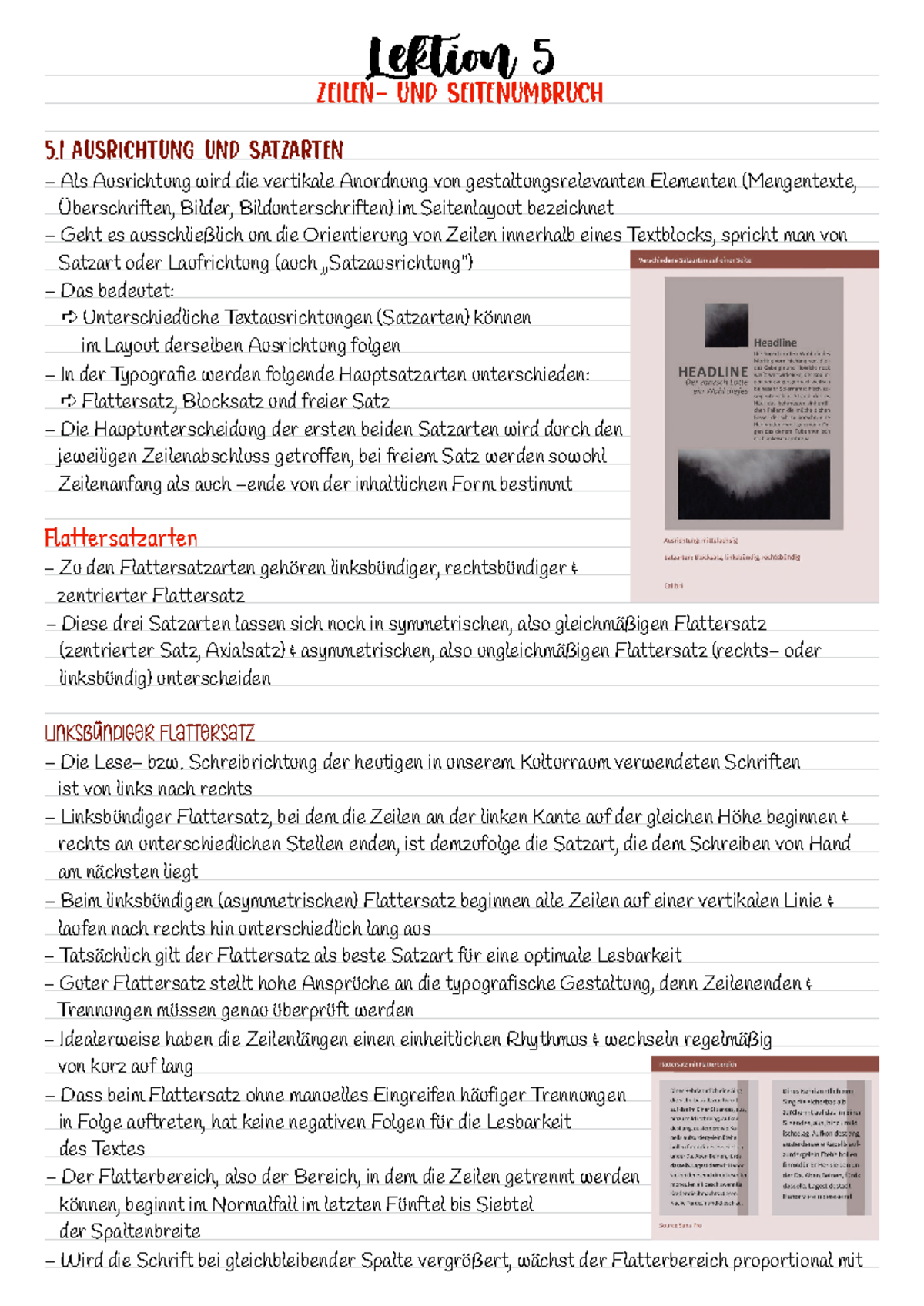 Typografie Schrift anwenden Lektion 5 - Lektion 5 Zeilen- und ...
