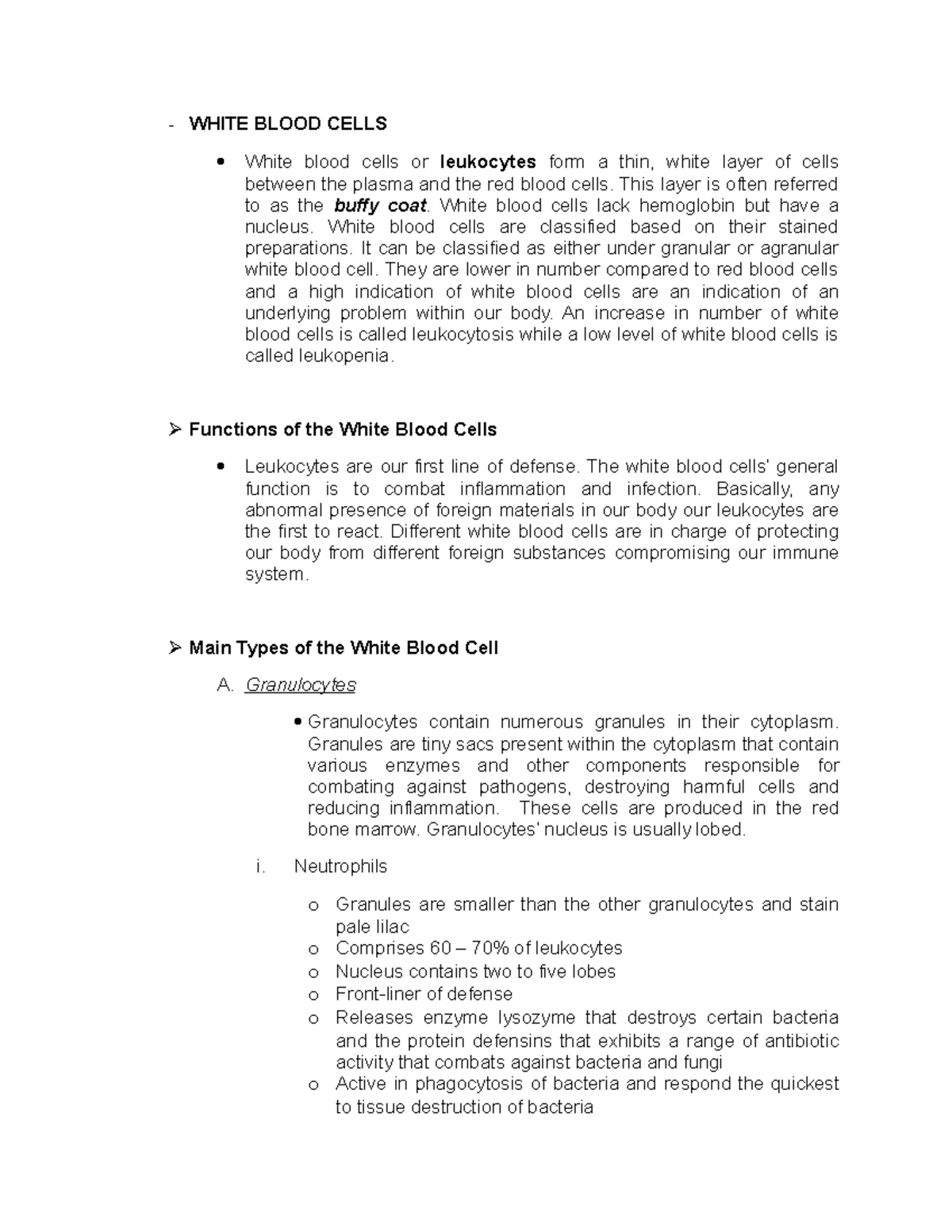 White Blood Cells - Cardiac Muscle - WHITE BLOOD CELLS White blood ...
