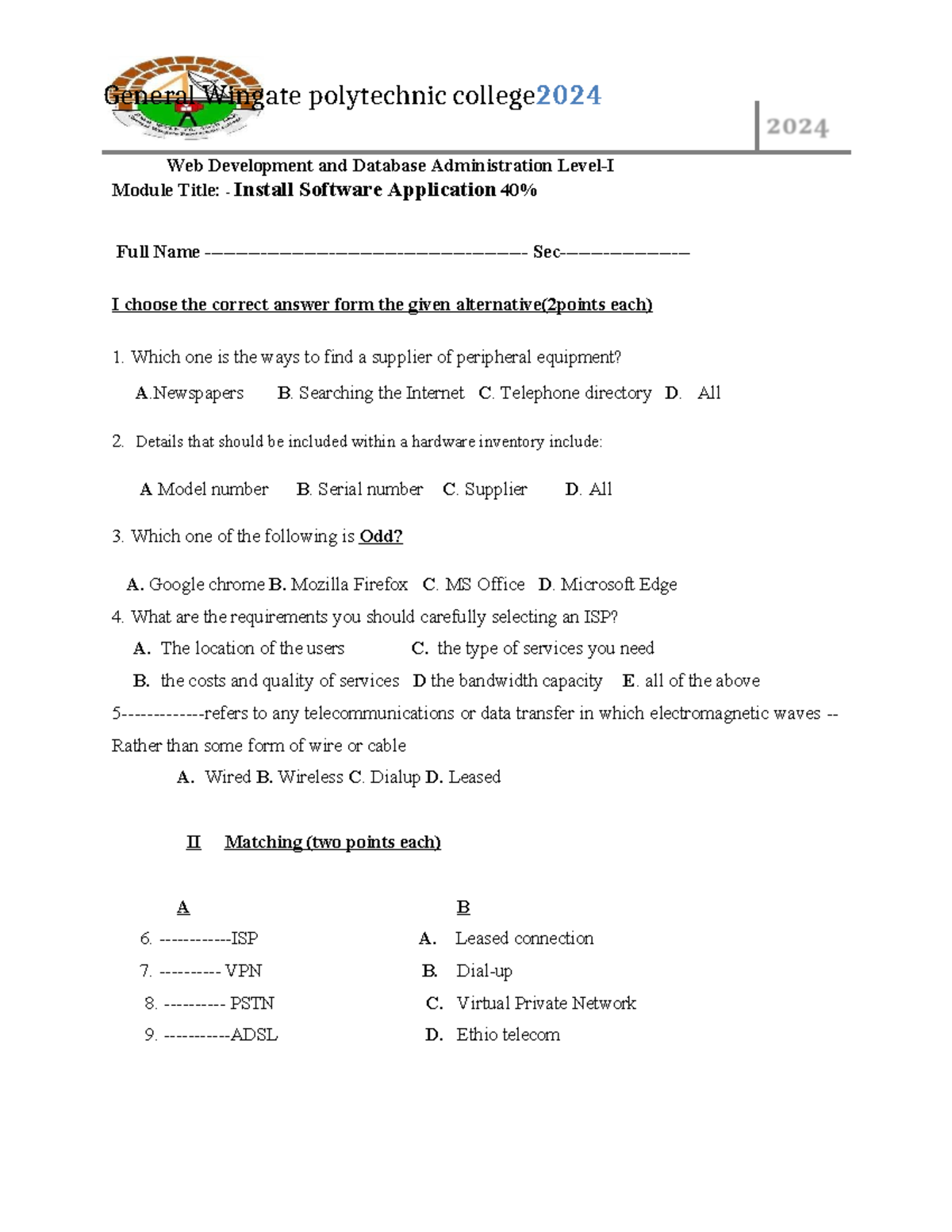 Finalexam - RTGR RTYHGRT - Web Development and Database Administration ...