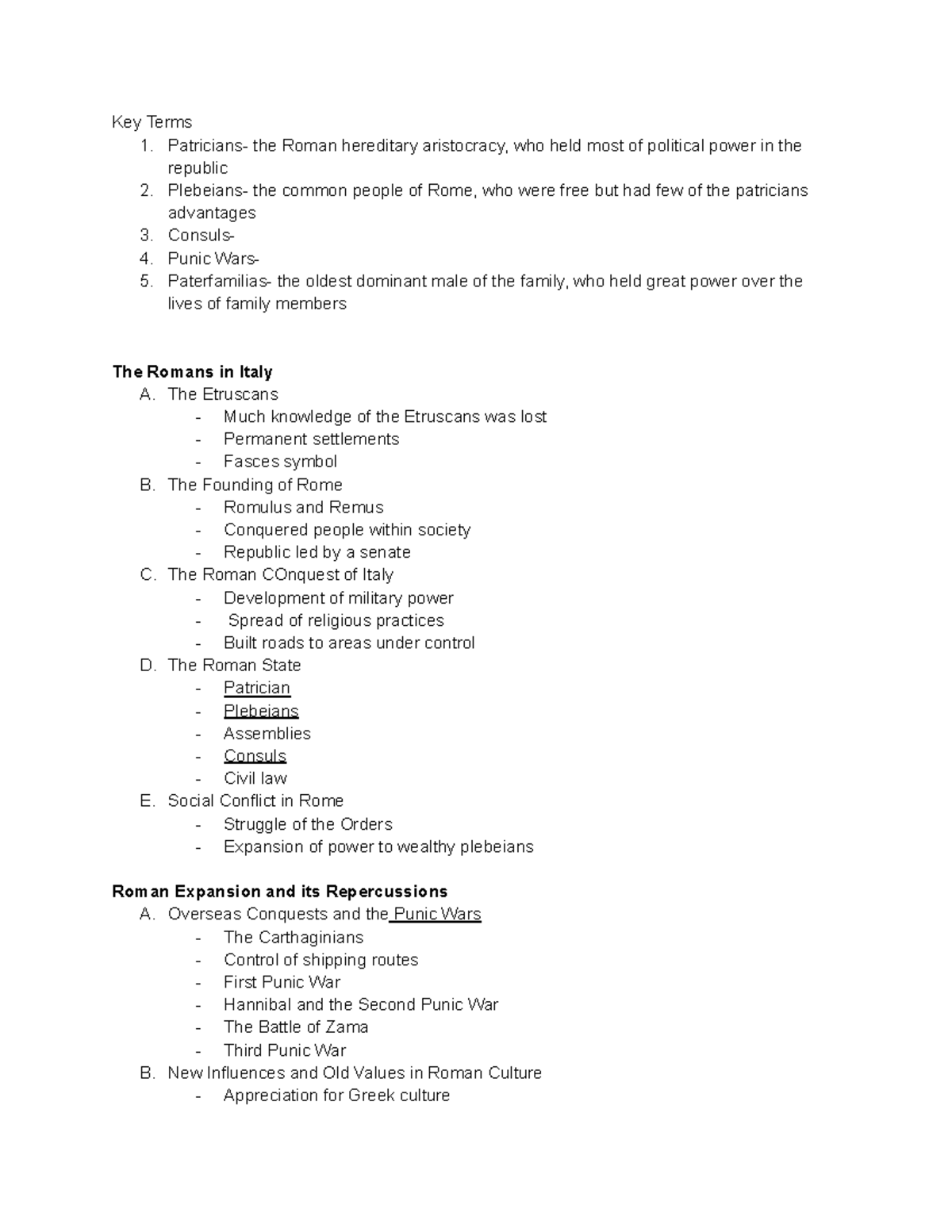 Key Terms and Overview of Ancient Rome - Studocu