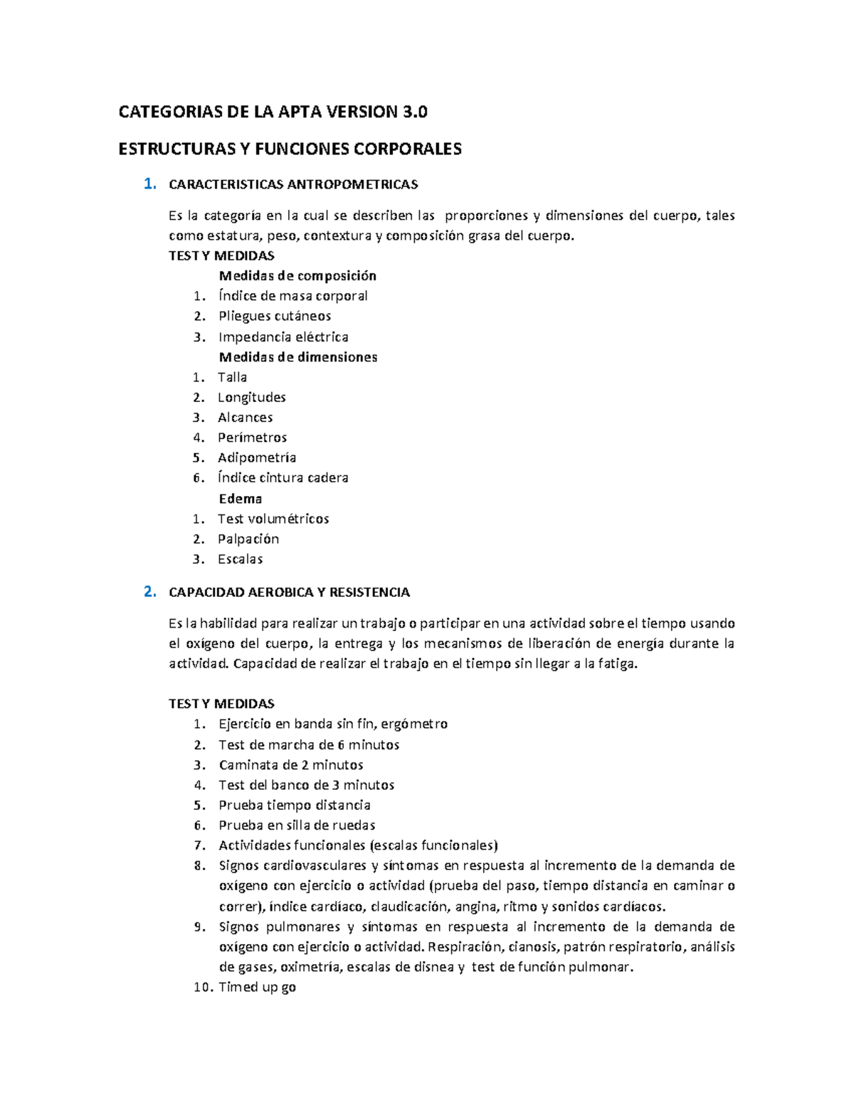 Categorias de la APTA Guide 3.0 - CATEGORIAS DE LA APTA VERSION 3. ESTRUCTURAS Y FUNCIONES - Studocu