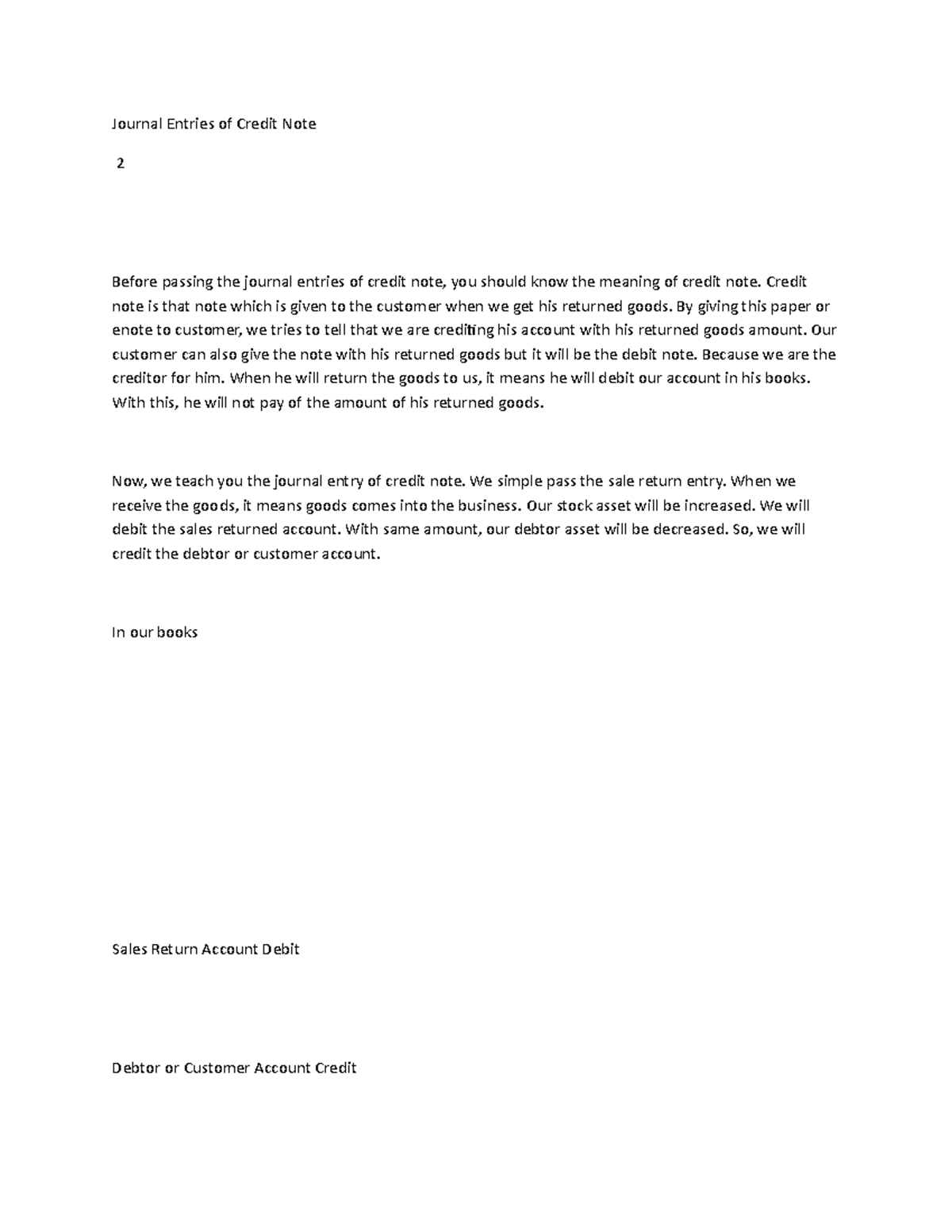 Journal 8 - Assignment - Journal Entries of Credit Note 2 Before ...