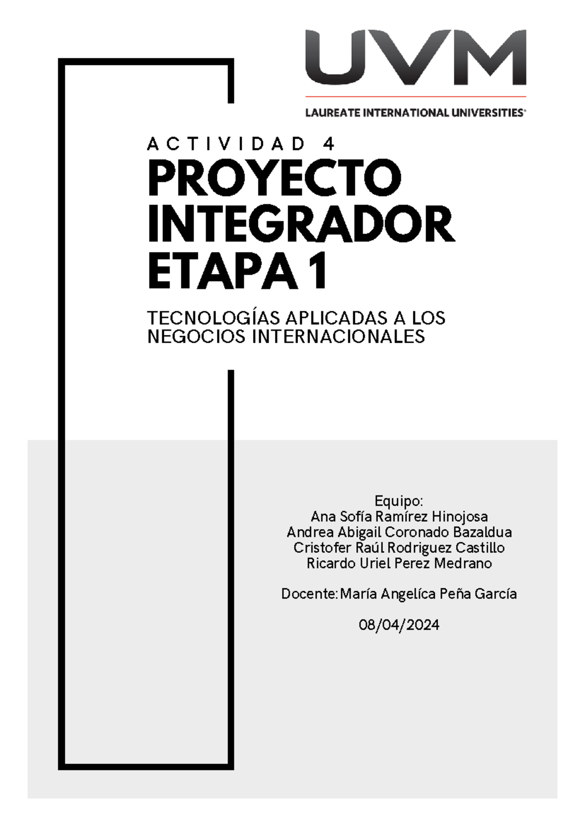 Actividad 4. Proyecto integrador etapa 1 - PROYECTO INTEGRADOR ETAPA 1 TECNOLOGÍAS APLICADAS A ...