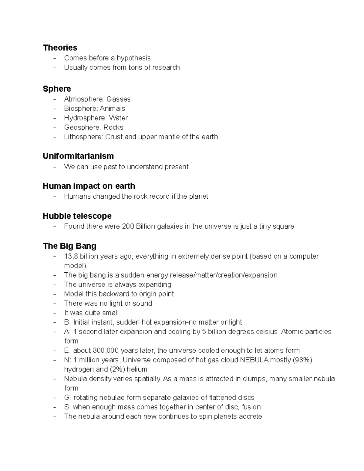 Geo Notes exam 1 and 2 - Theories Comes before a hypothesis Usually ...