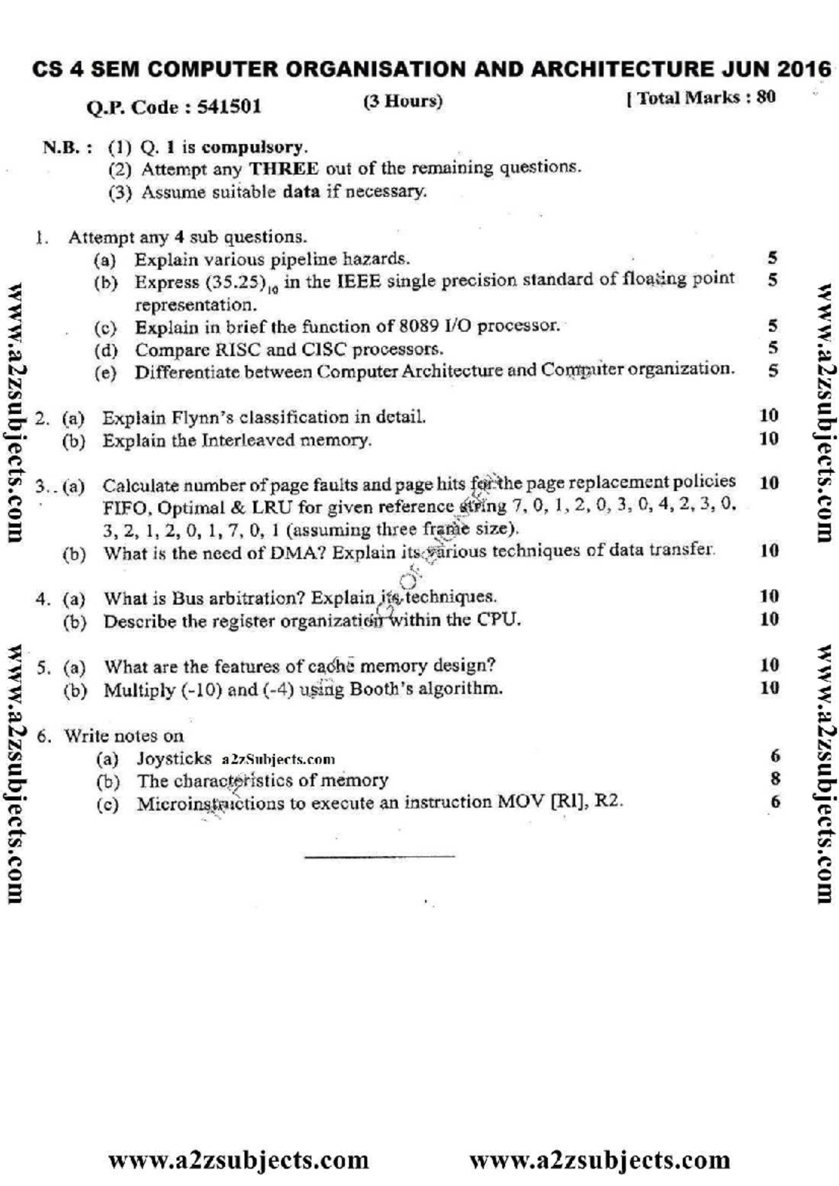 COA qp - Old QP - Computer Organization And Architecture - Studocu