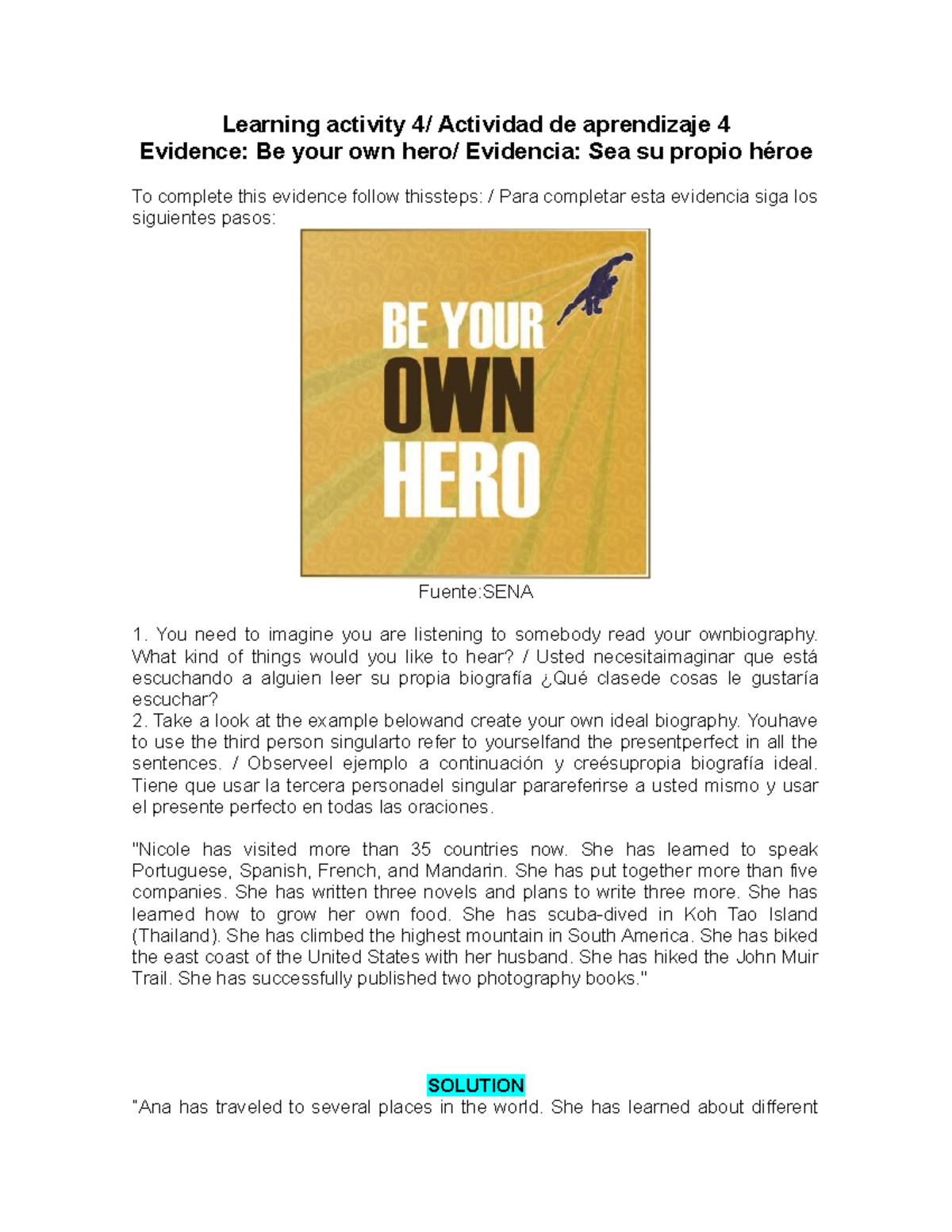 Evidence Be Your Own Hero sena English dot works - Learning activity 4 ...