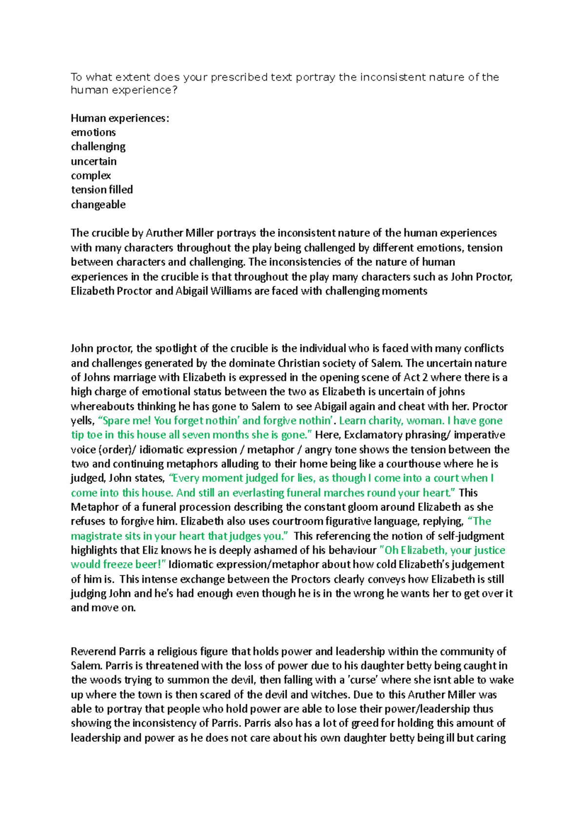 To what extent does your prescribed text portray the inconsistent ...