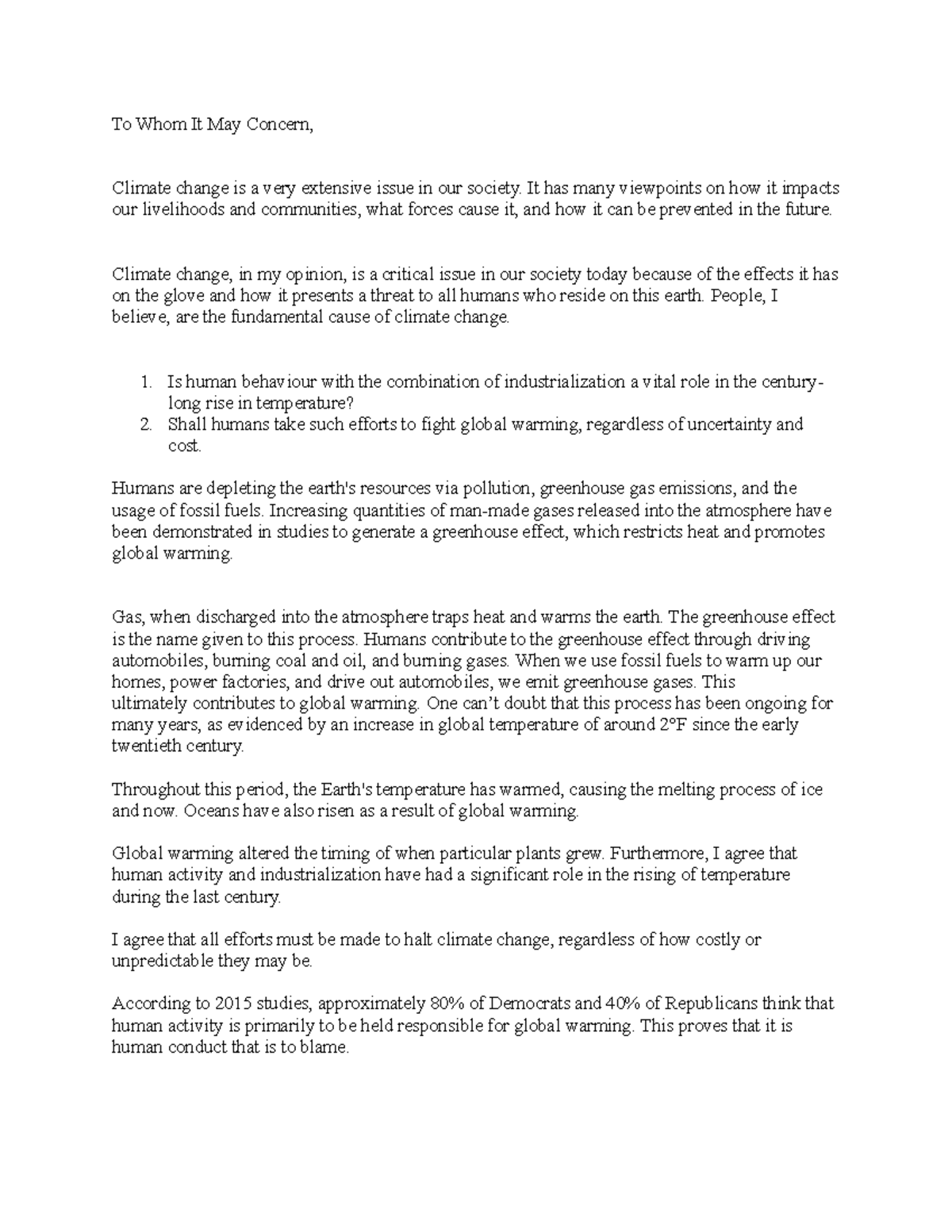 To Whom It May Concern - Anthropology letter for AN100. Very easy ...