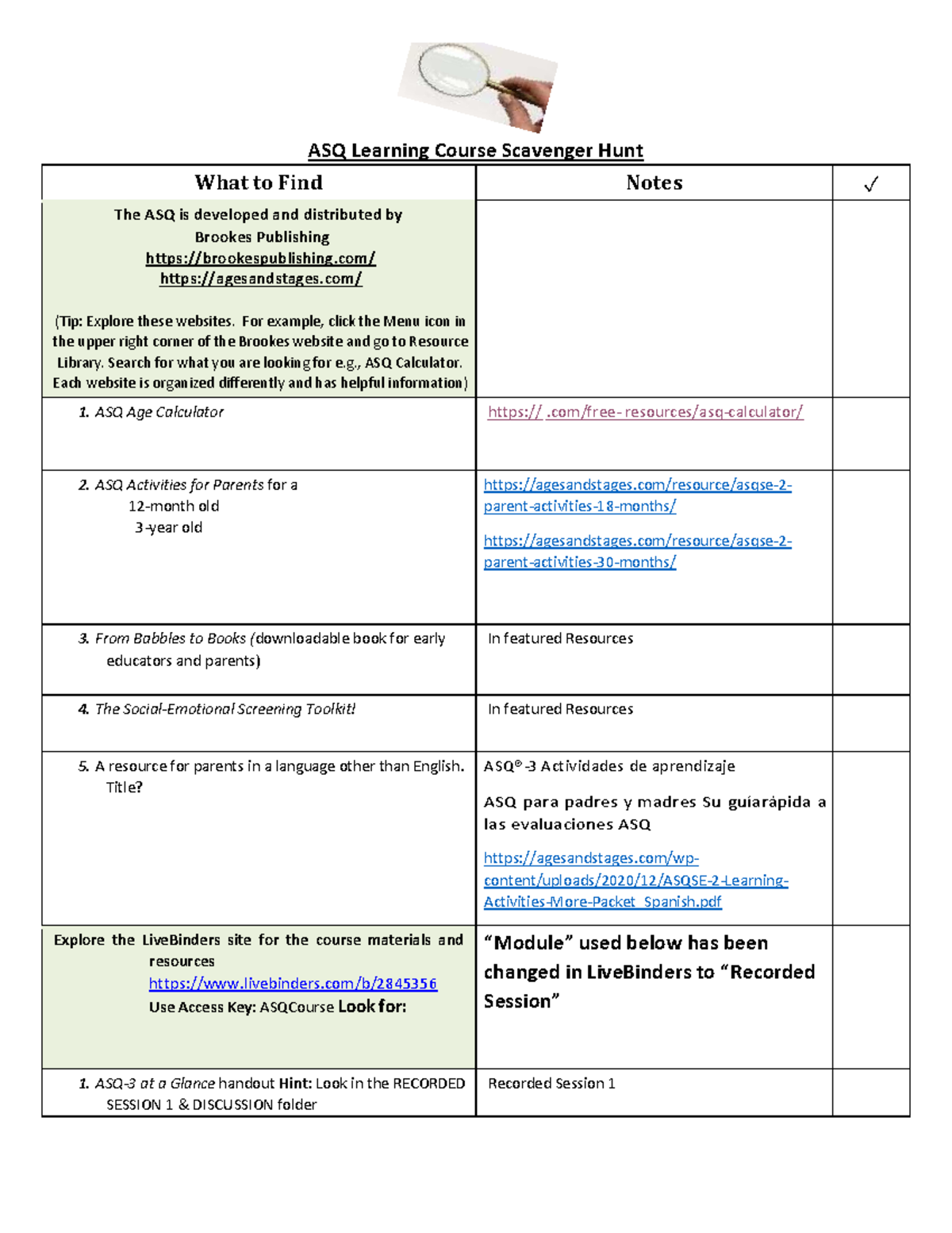 ASQ Learning Course Scavenger Hunt - For example, click the Menu icon ...