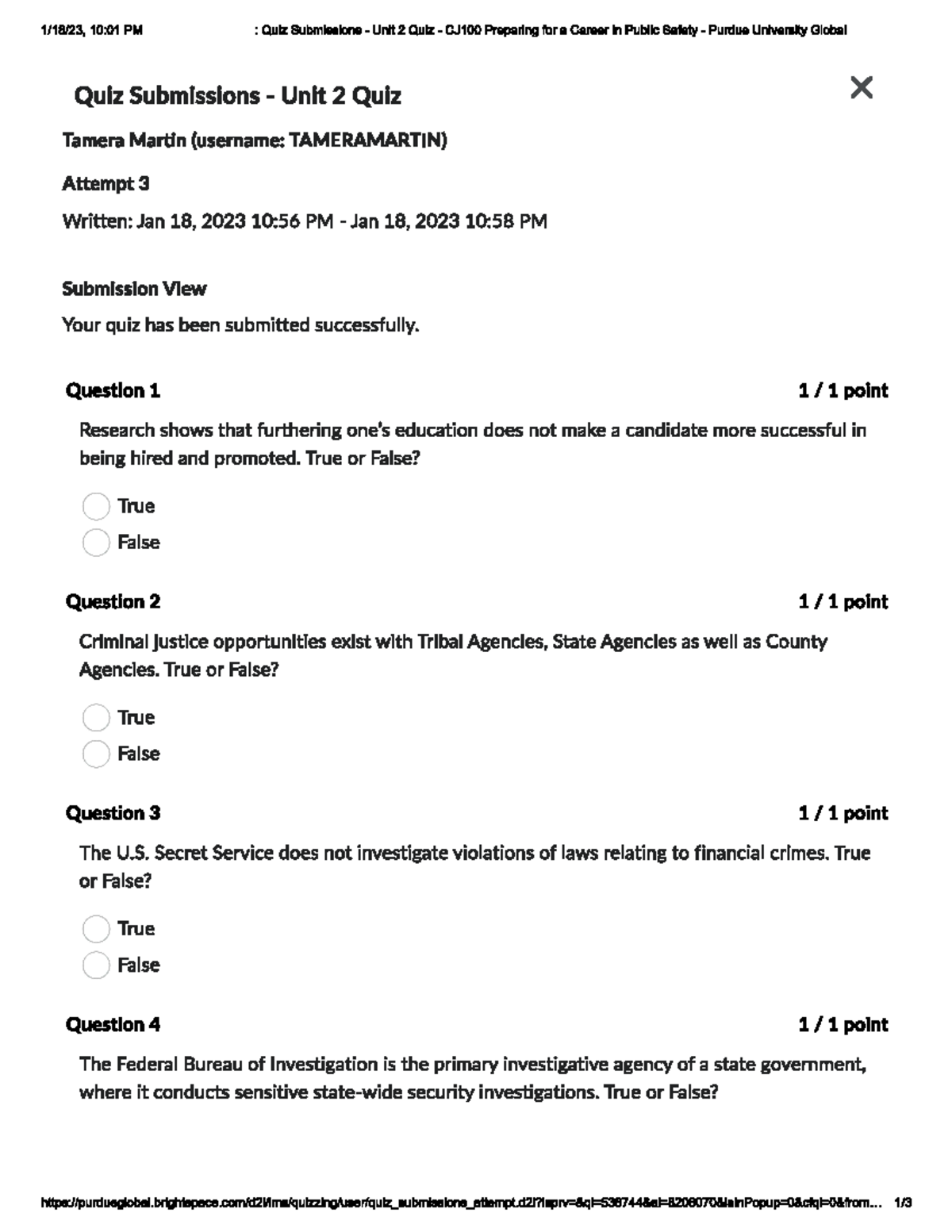 QUIZ 2 Submissions Criminal Justice - CJ100 - Studocu