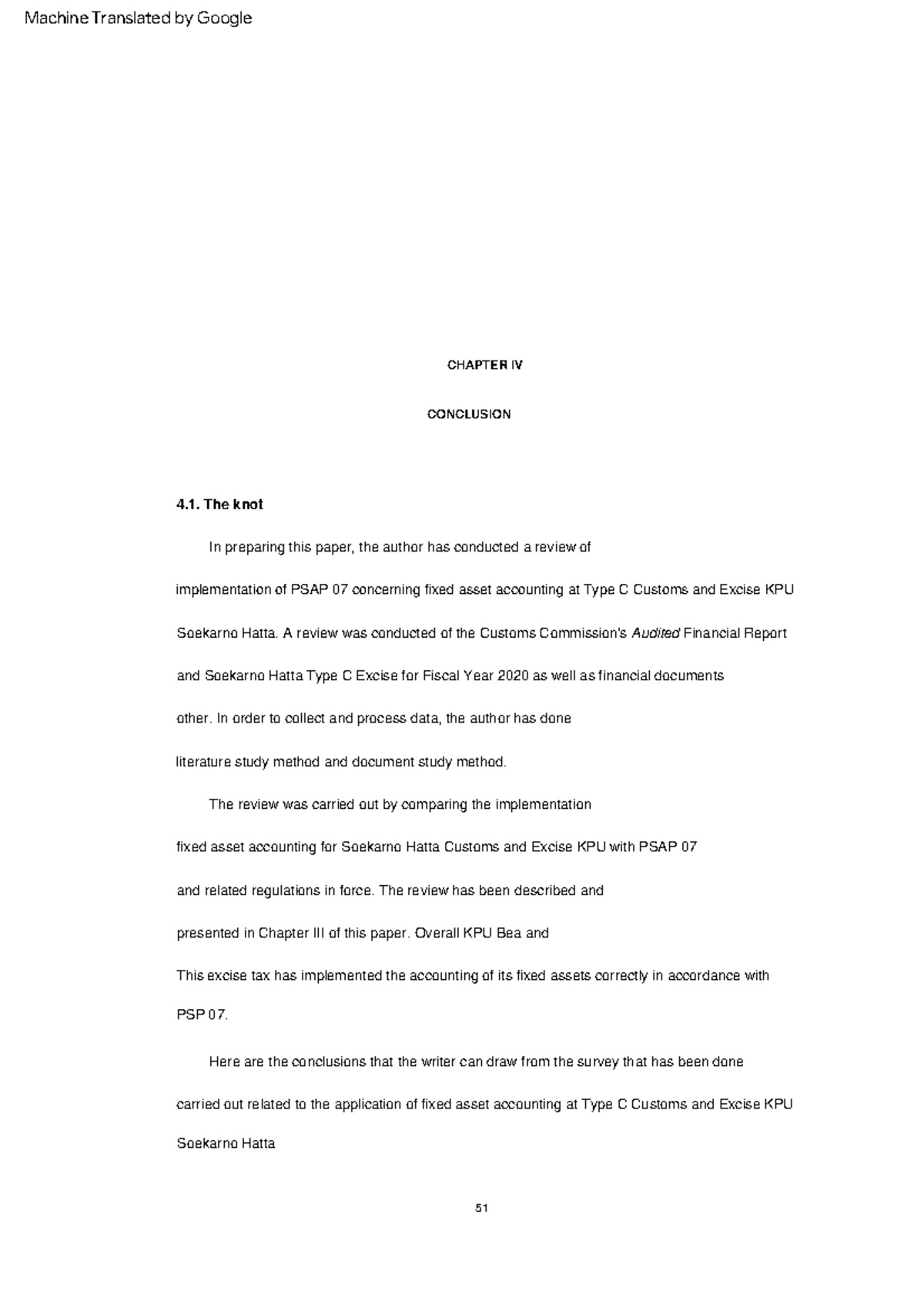 Conclusion on Fixed Asset Accounting at Type C Customs and Excise KPU ...