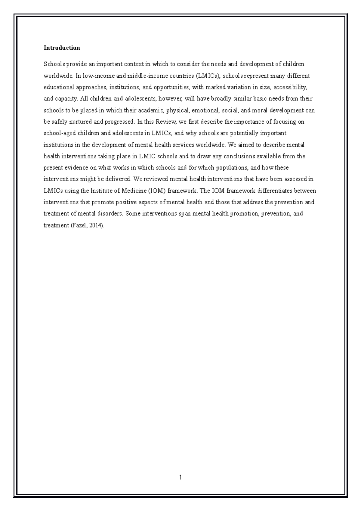 Introduction - for learning - Introduction Schools provide an important ...