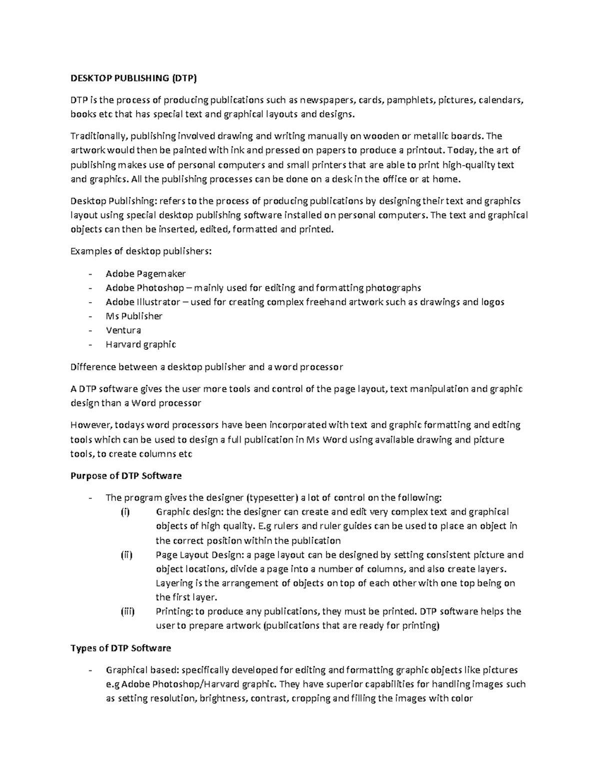 Desktop Publishing - DESKTOP PUBLISHING (DTP) DTP is the process of ...