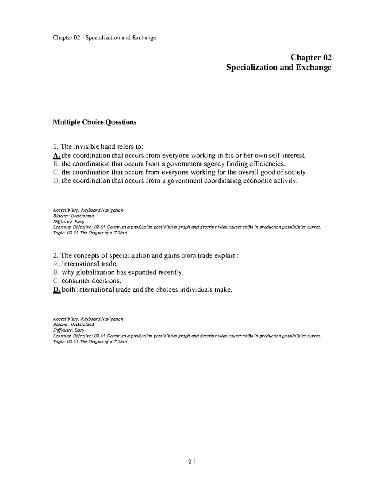TB\Chap 002 - practice chapter 2 questions - Chapter 02 Specialization ...
