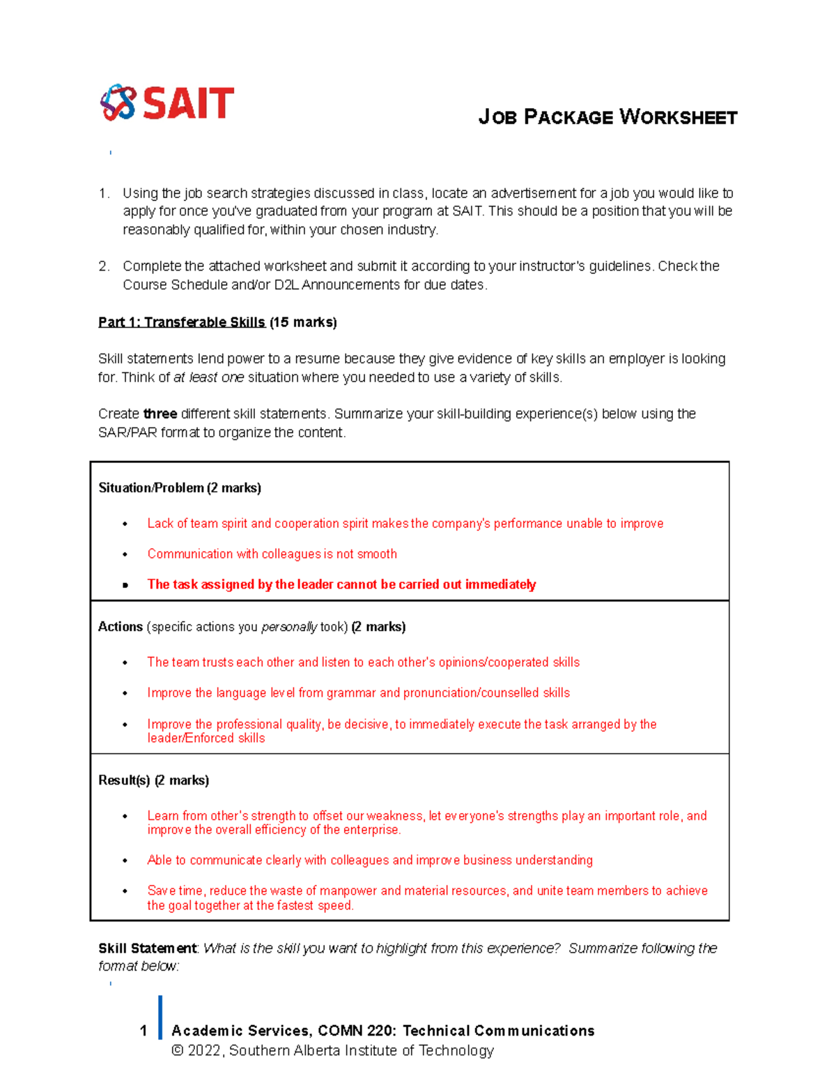 Job Package Worksheet (4)-xianling,wei - 1. Using the job search ...
