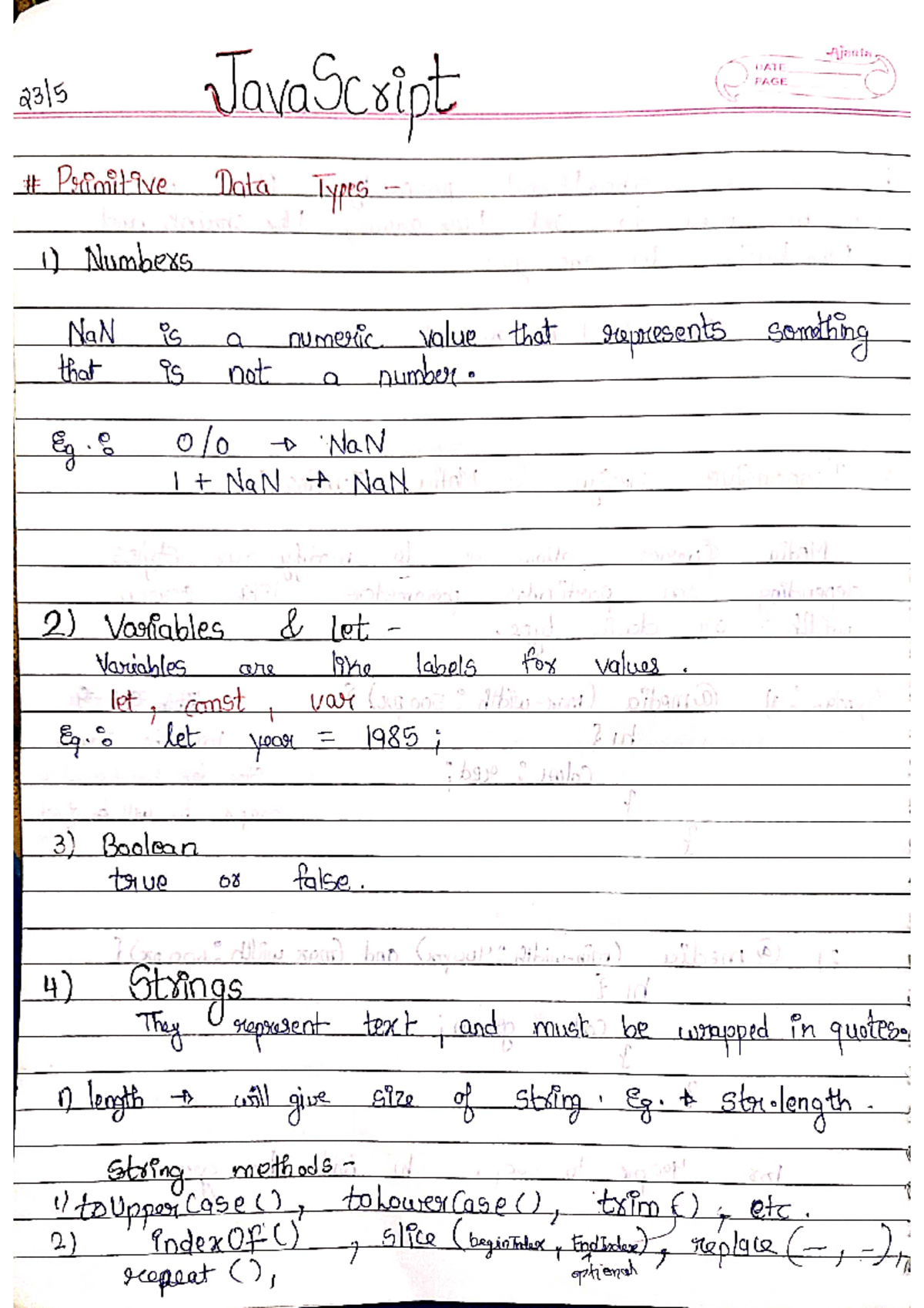 Javaacript-basics - Javascript - Ajania JavaScript DATE PAGE Primitive ...