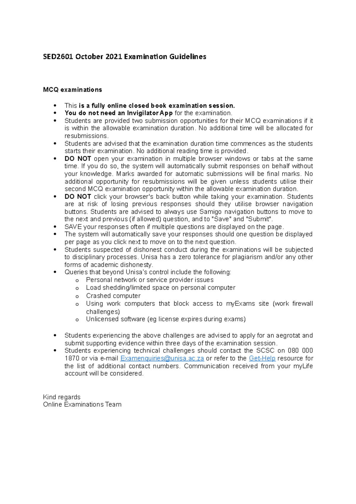 SED2601 October 2021 Examination Guidelines - SED2601 October 2021 ...