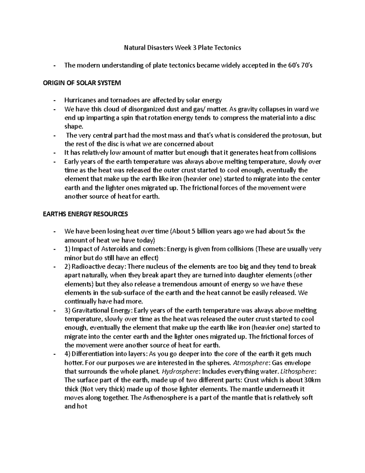 Natural Disasters Week 4 Plate Tectonics - Natural Disasters Week 3 ...
