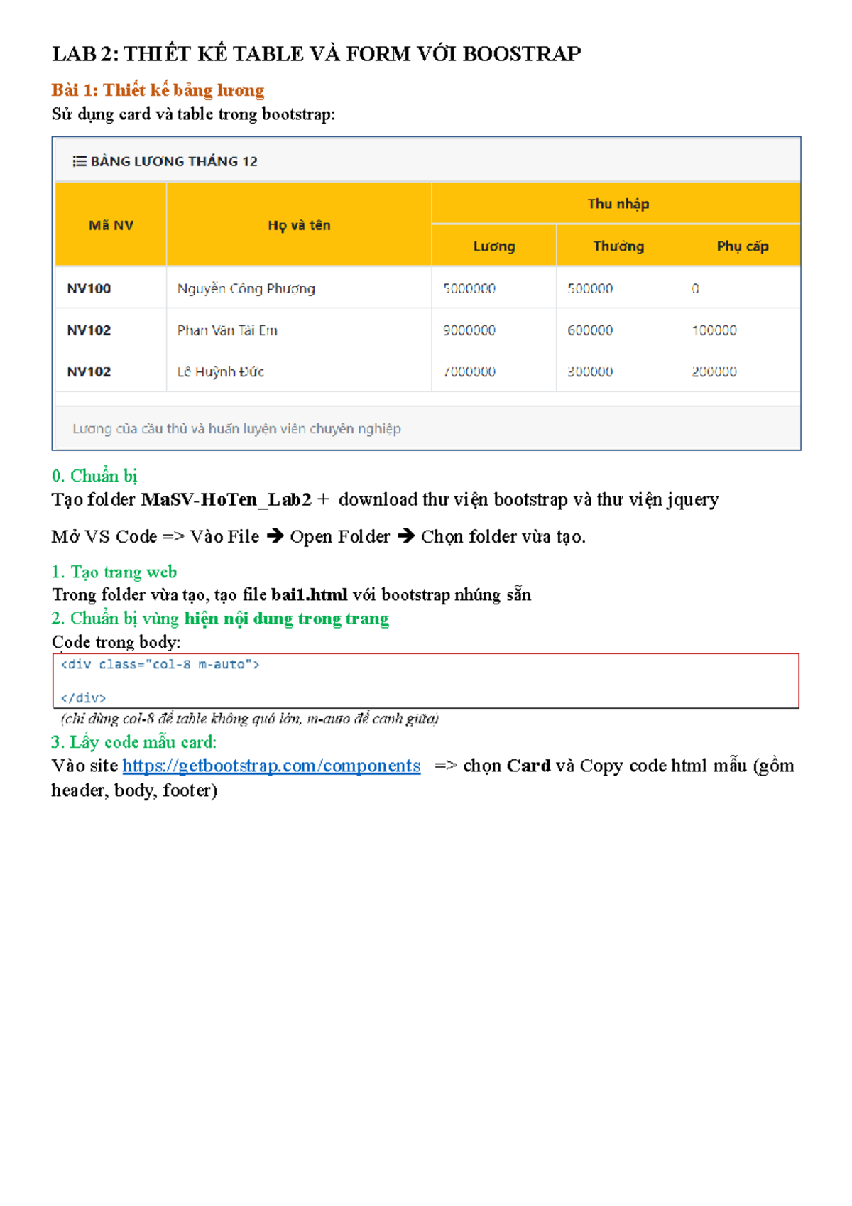 Web207-Lab2-Thietke Form Voi Bootstrap 4 - Front End Framework - LAB 2: THIẾT KẾ TABLE VÀ FORM ...