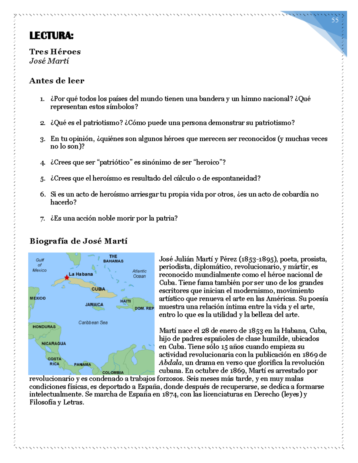 Los Tres Heroes de Latinoamerica - LECTURA: Tres Héroes José Martí ...