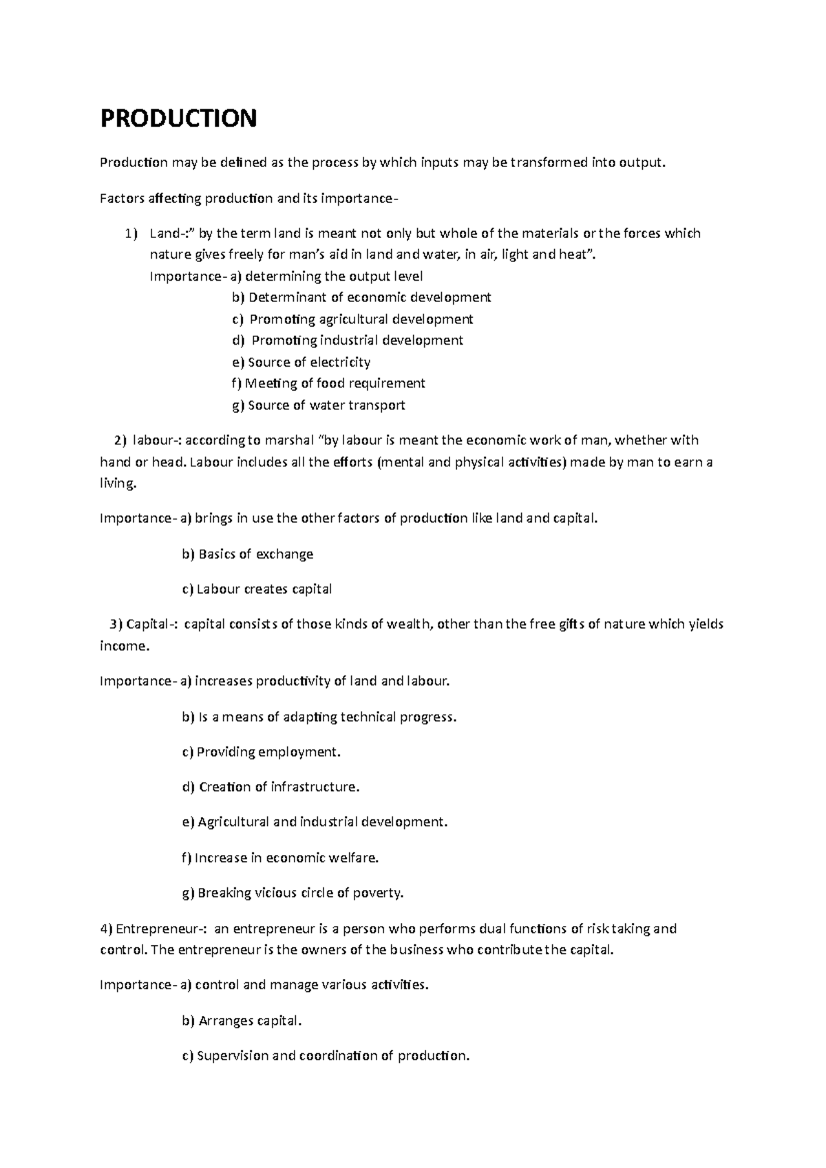 LAWS OF PRODUCTION - PRODUCTION Production may be defined as the ...