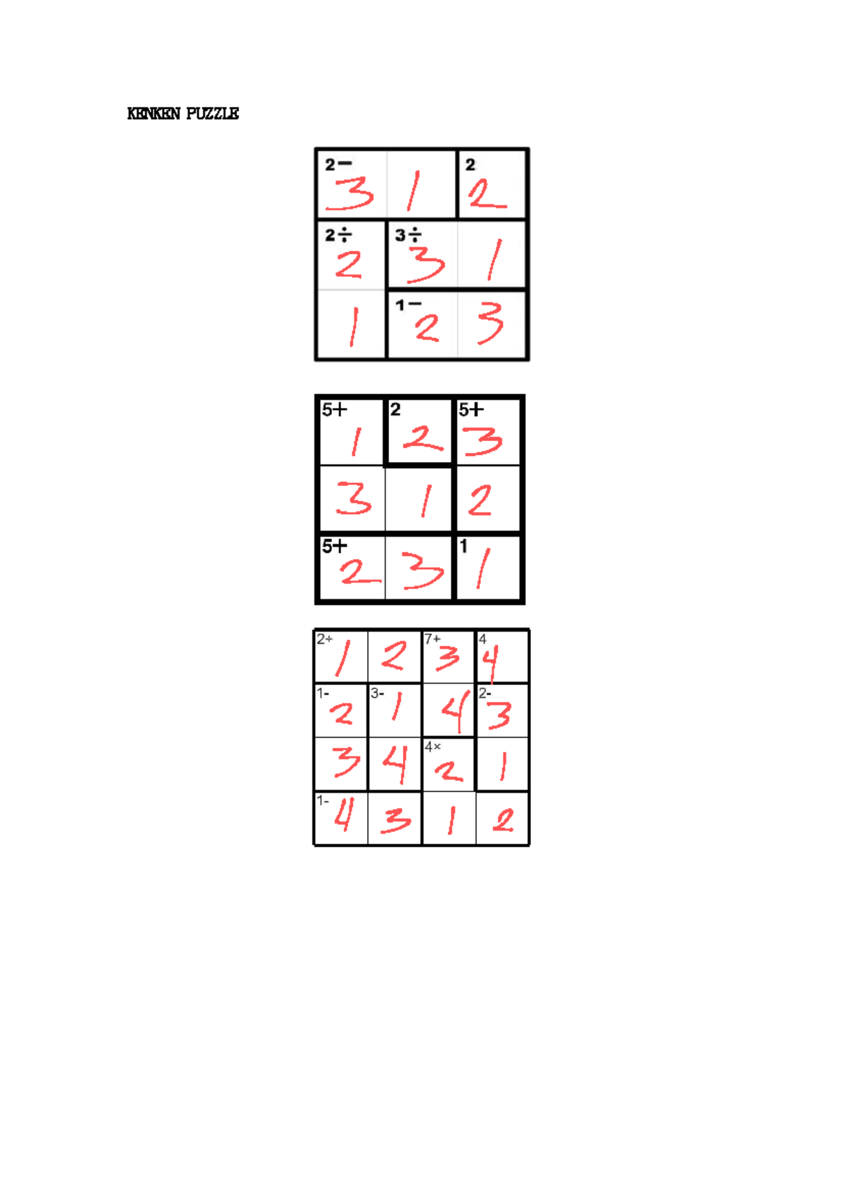 Kenken Puzzle solved - Bachelor of Science in Accountancy - KENKEN ...