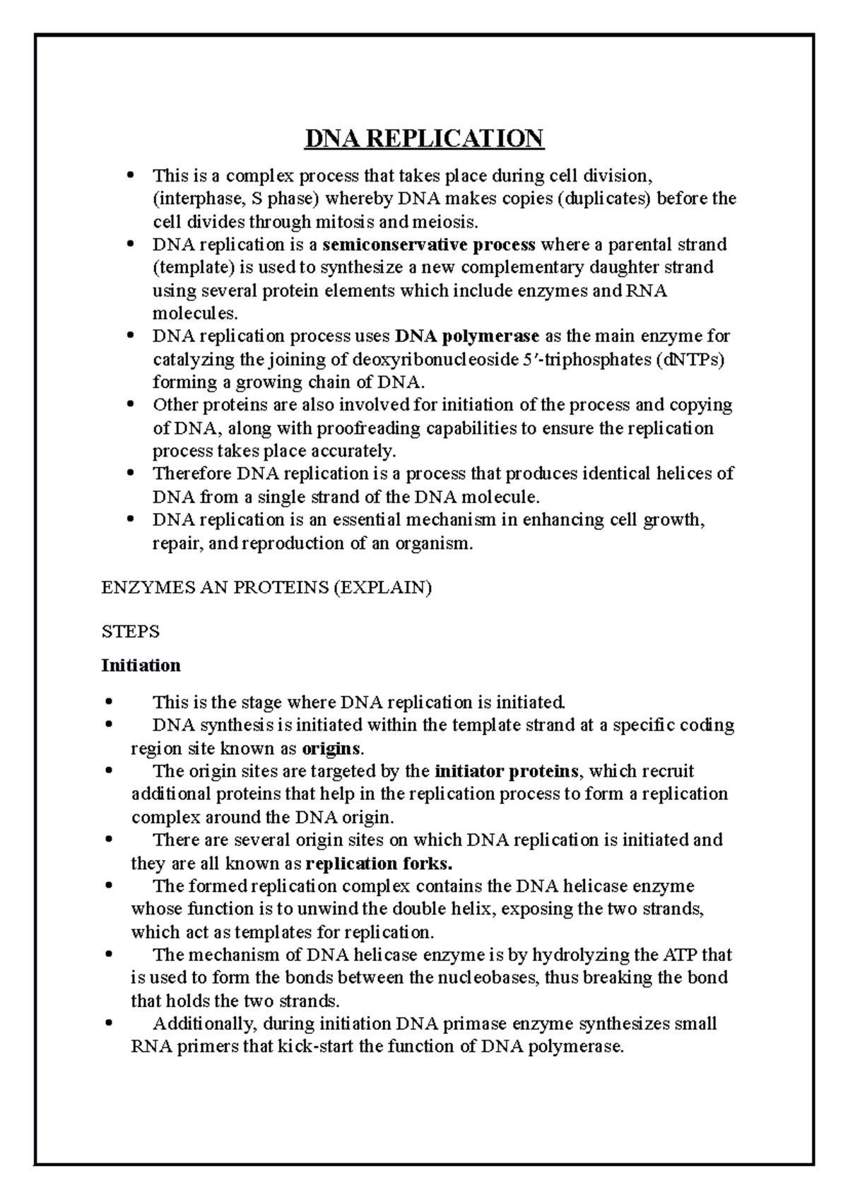 DNA Replication - DNA REPLICATION This is a complex process that takes ...