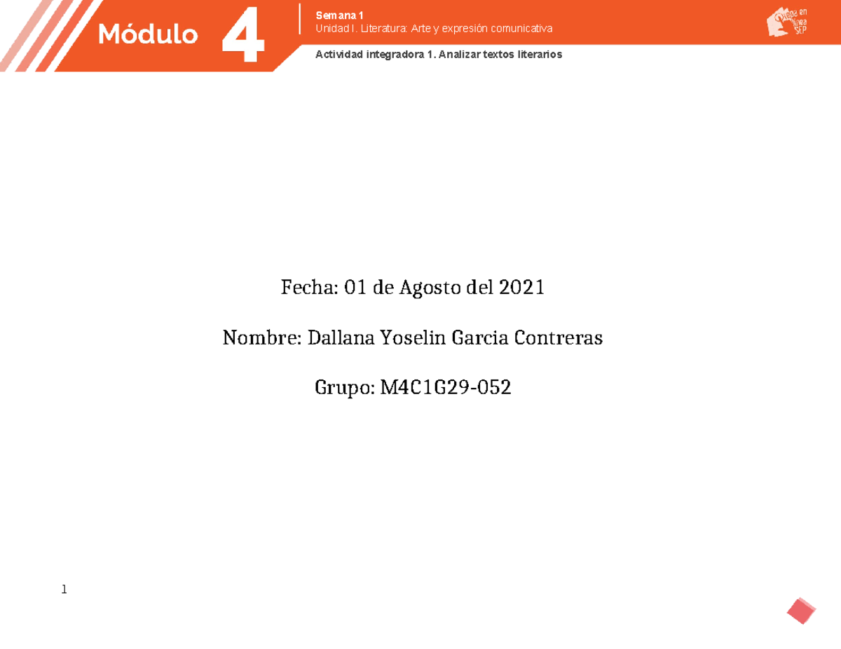 Garcia Contreras Dallana Yoselin M04S1AI1 - Unidad I. Literatura: Arte ...