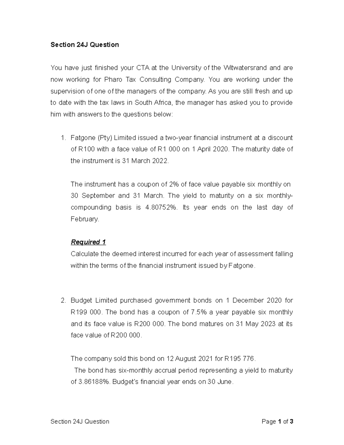 Section 24J Question - Updated 2022 - Section 24J Question You have ...