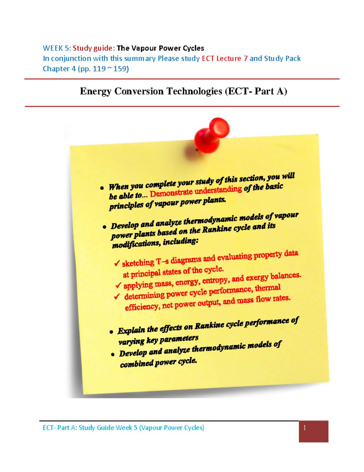ECT -Part A -Week - 5 (Study Guide) - 1 WEEK 5: Study guide: The Vapour ...