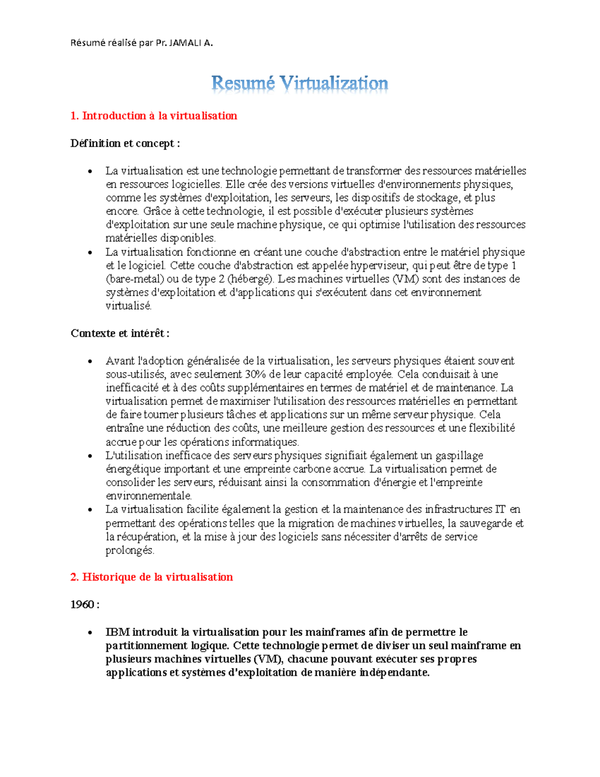 Virtualisation - 1. Introduction à la virtualisation Définition et ...