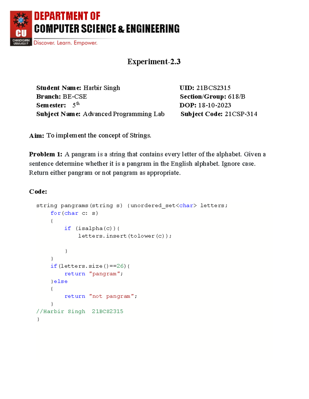 AP Worksheet 7 - notes - COMPUTER SCIENCE & ENGINEERING Experiment-2 ...