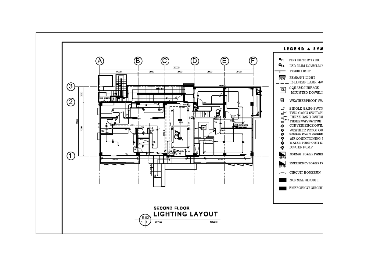Second Floor Lighting Layout-Layout 3 - PINLIGHTS (4") LED, NPPB WL PEN ...