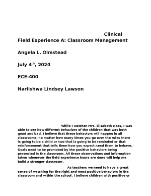 ECE 400 T6 Peer Review Form 6 8Ashely - Topic 6: Classroom Management ...