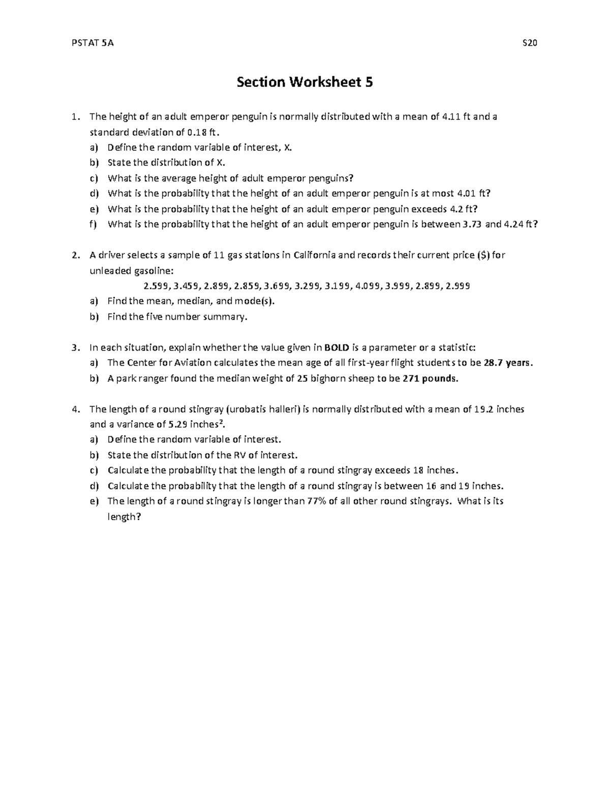S5 - Dr. Julie Swenson - Warning: TT: undefined function: 32 PSTAT 5A S Section Worksheet 5 The ...