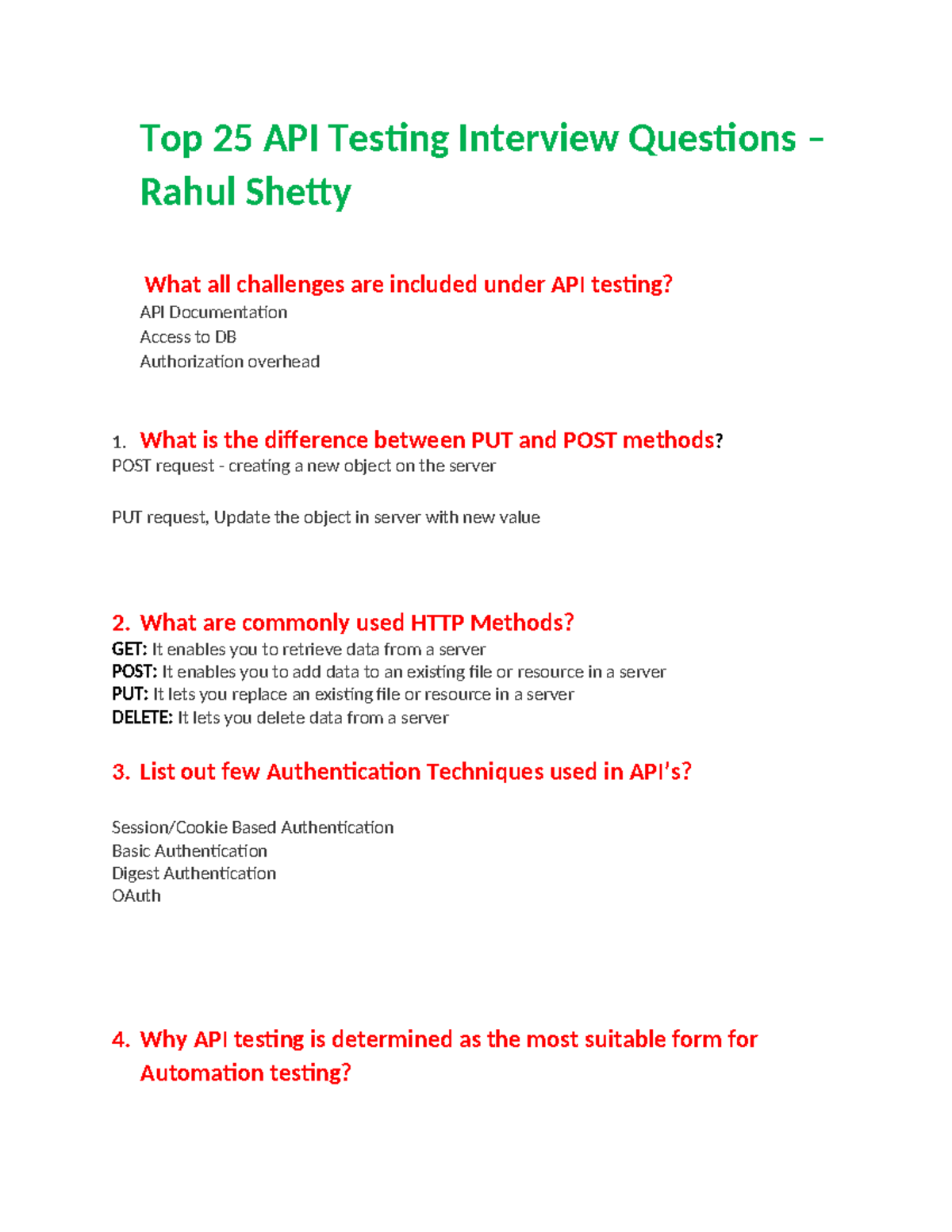 Api questions - Top 25 API Testing Interview Questions – Rahul Shetty ...