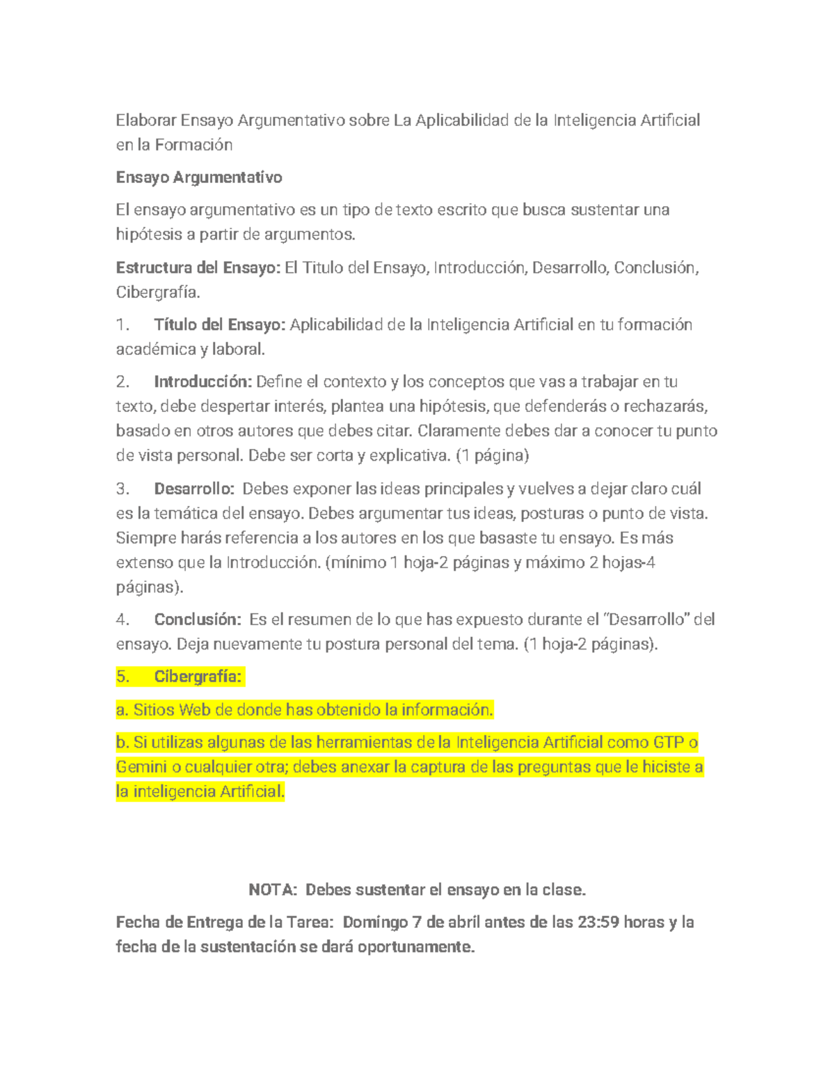 Elaborar Ensayo Argumentativo sobre La Aplicabilidad de la Inteligencia ...
