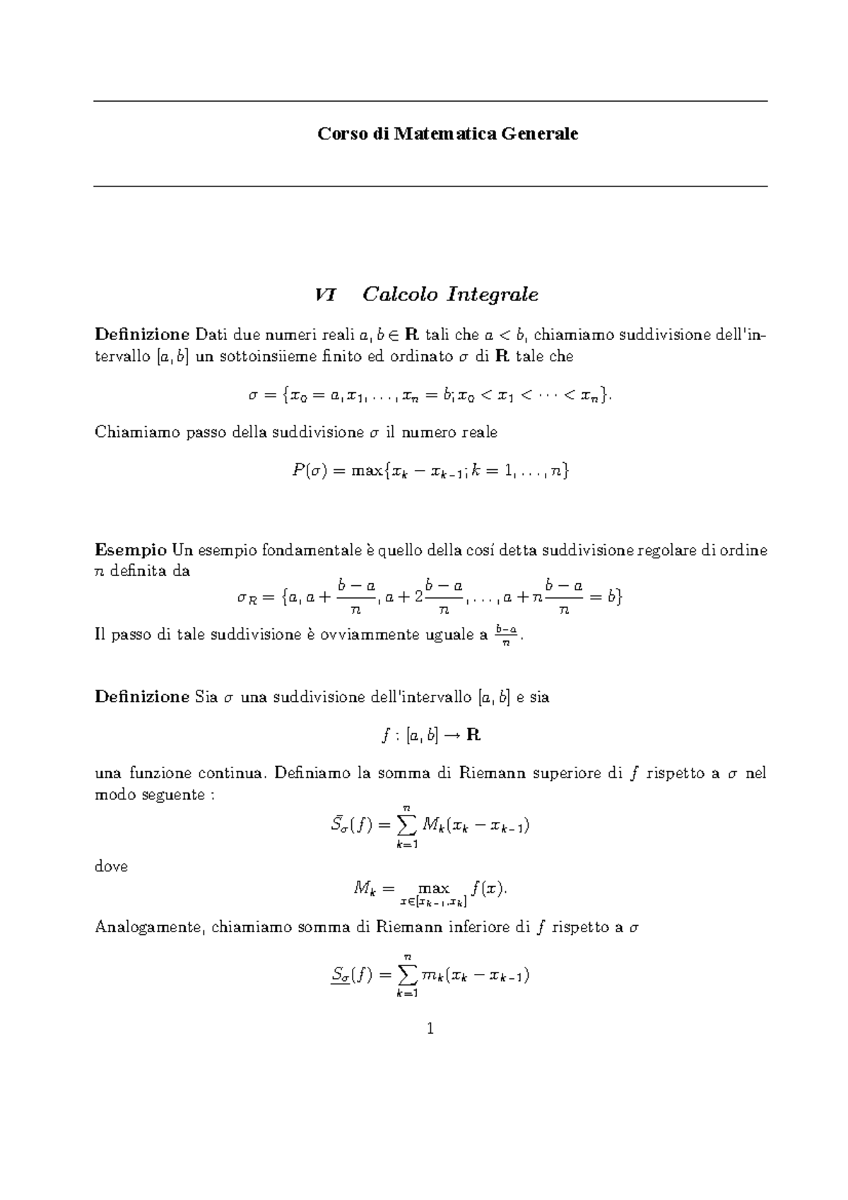 6. Calcolo integrale - Anno accademico 2009- Calcolo Integrale ...