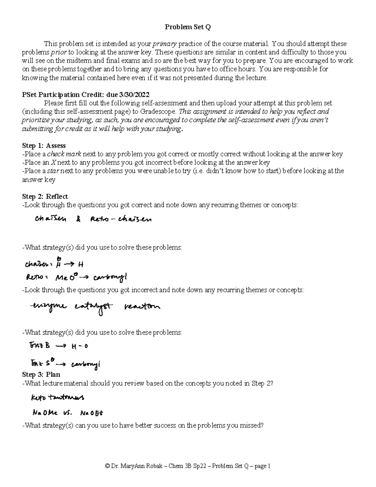 PSet Q - Problem - Problem Set Q This problem set is intended as your ...